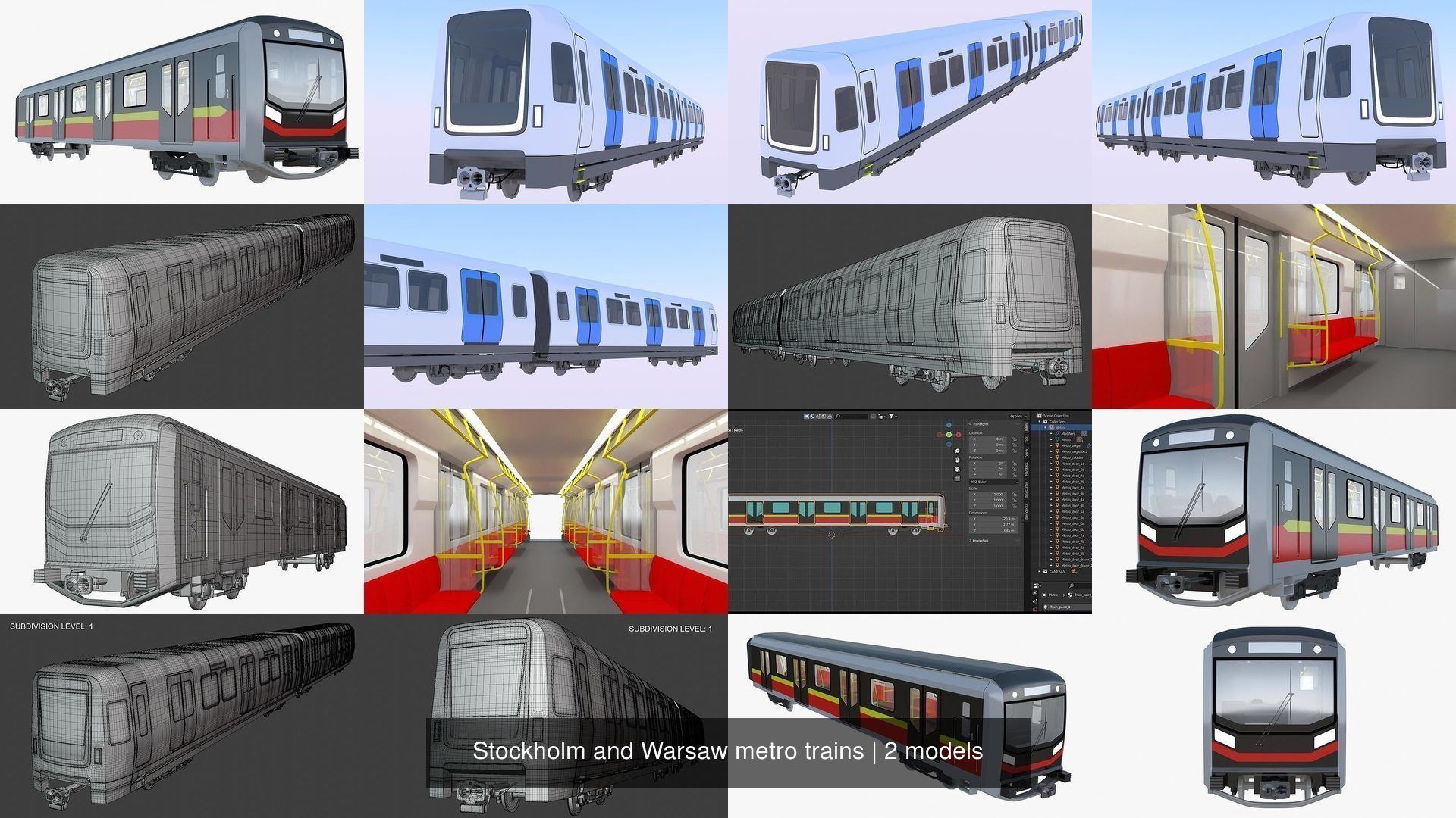 Stockholm and Warsaw metro trains 3D Model Collection | CGTrader