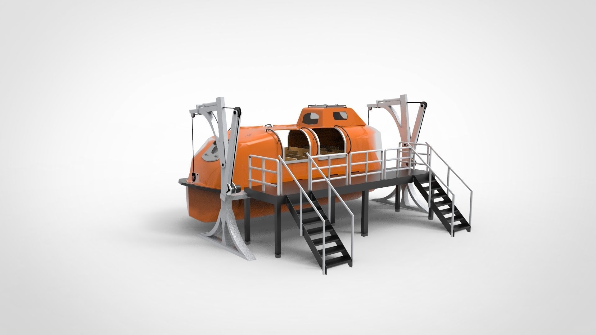 lifeboat full equipment 3D model | CGTrader