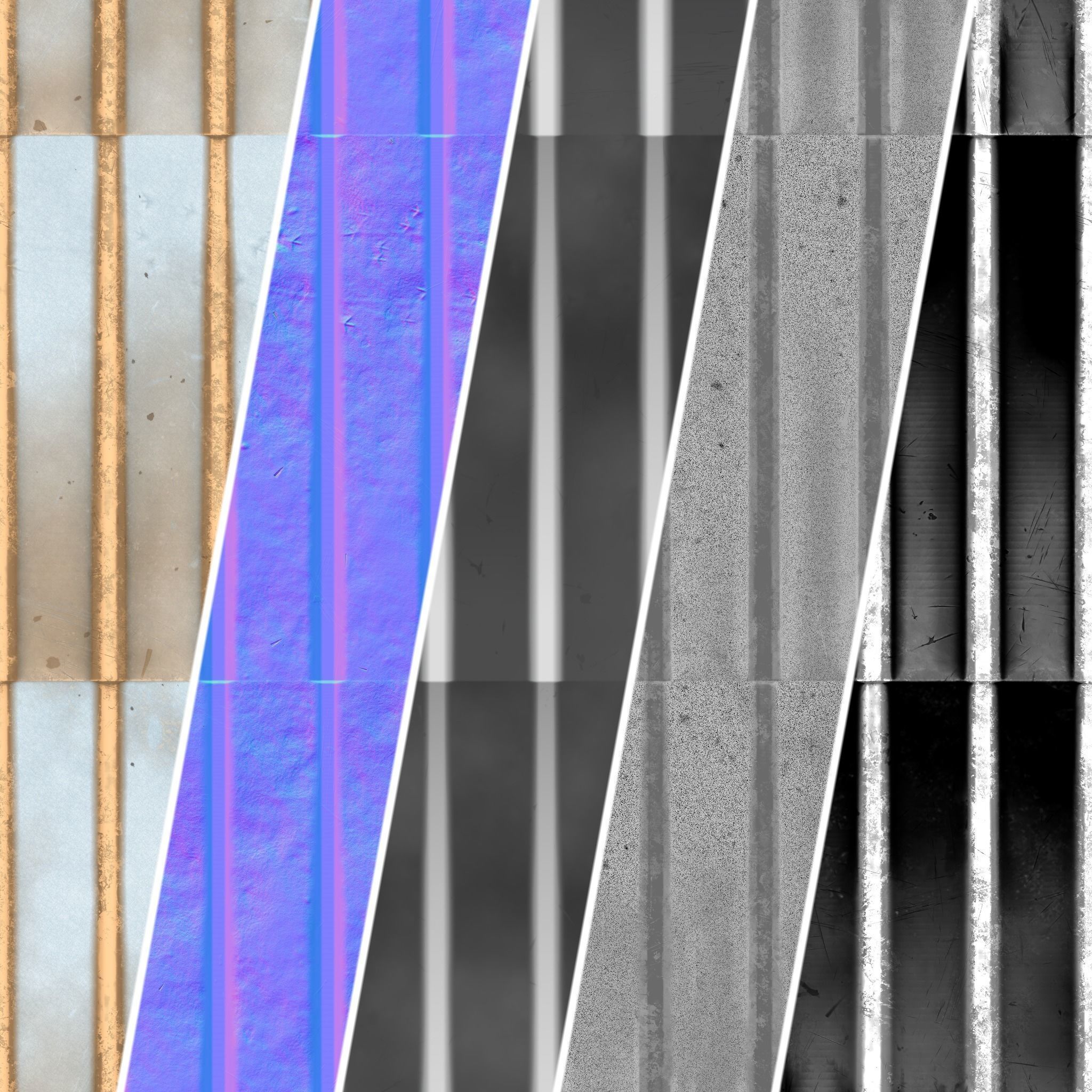 Texture Roof Tile Materials 92- Metal Roofing By Sbsar Seamless Pbr 4k ...