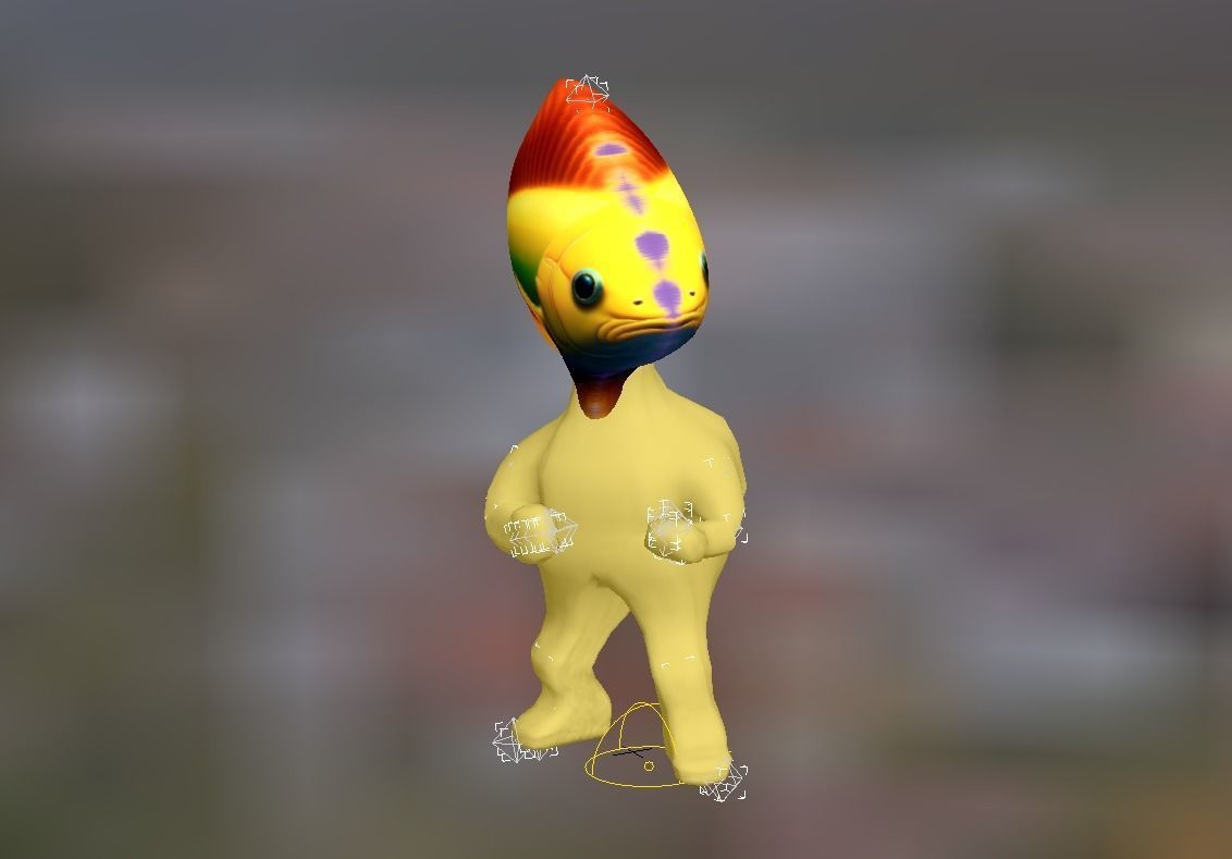 3D cartoon fishhead man game character download 3D model | CGTrader