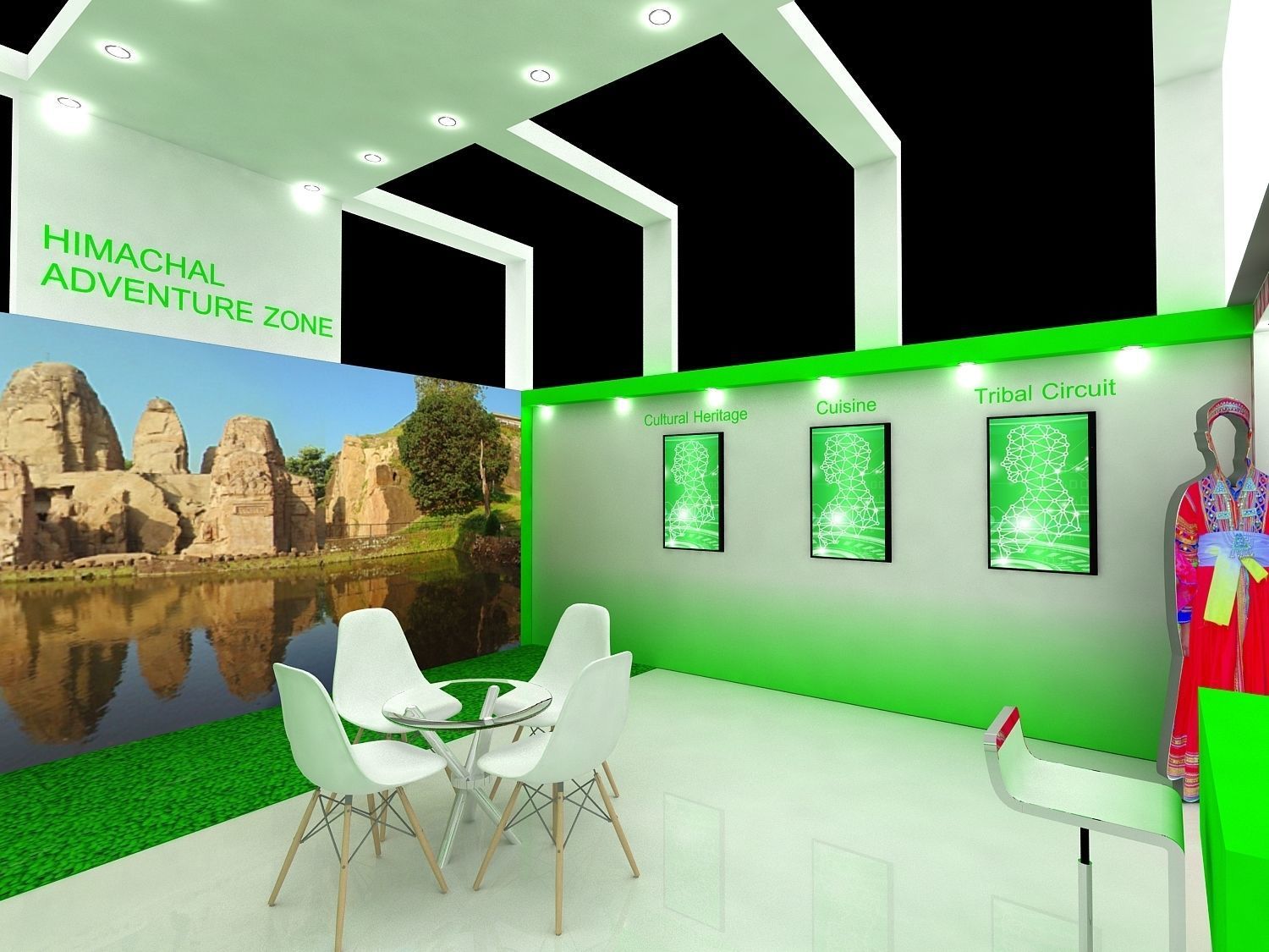 3D model 6 mtr x 6mtr one side open exhibition stand VR / AR / low-poly ...