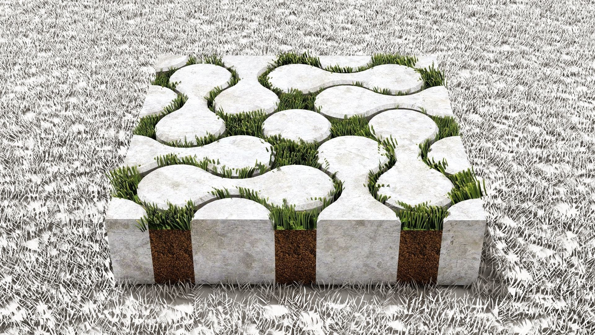Circular Interlocked Grass Paver V2 3D model | CGTrader