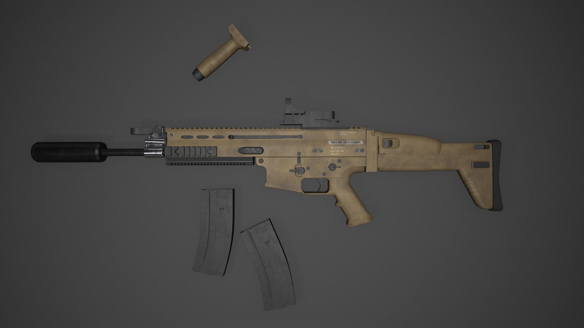 3D model SCAR-H Assault Rifle VR / AR / low-poly | CGTrader