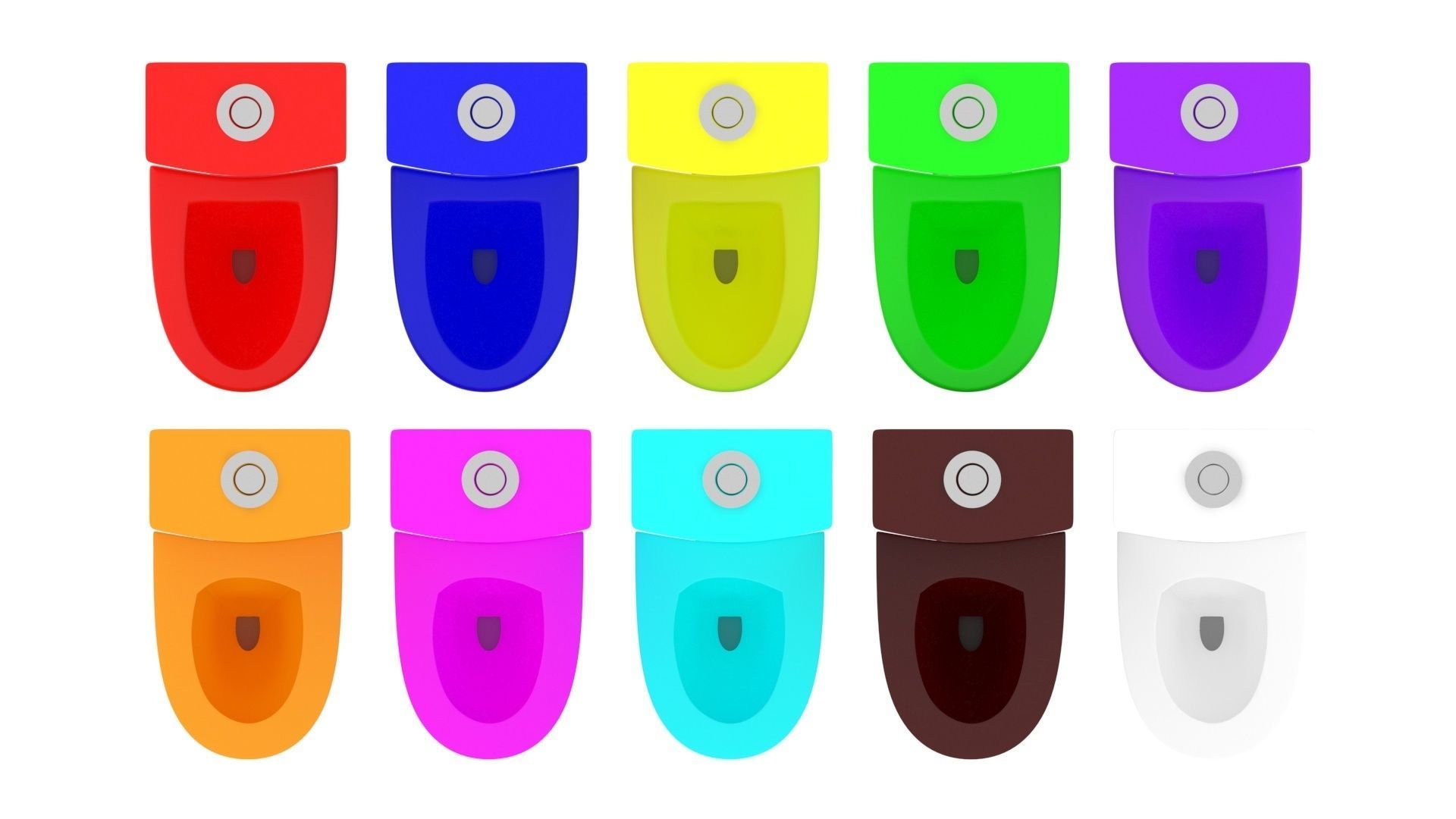 Colored Toilets Set 3D model | CGTrader