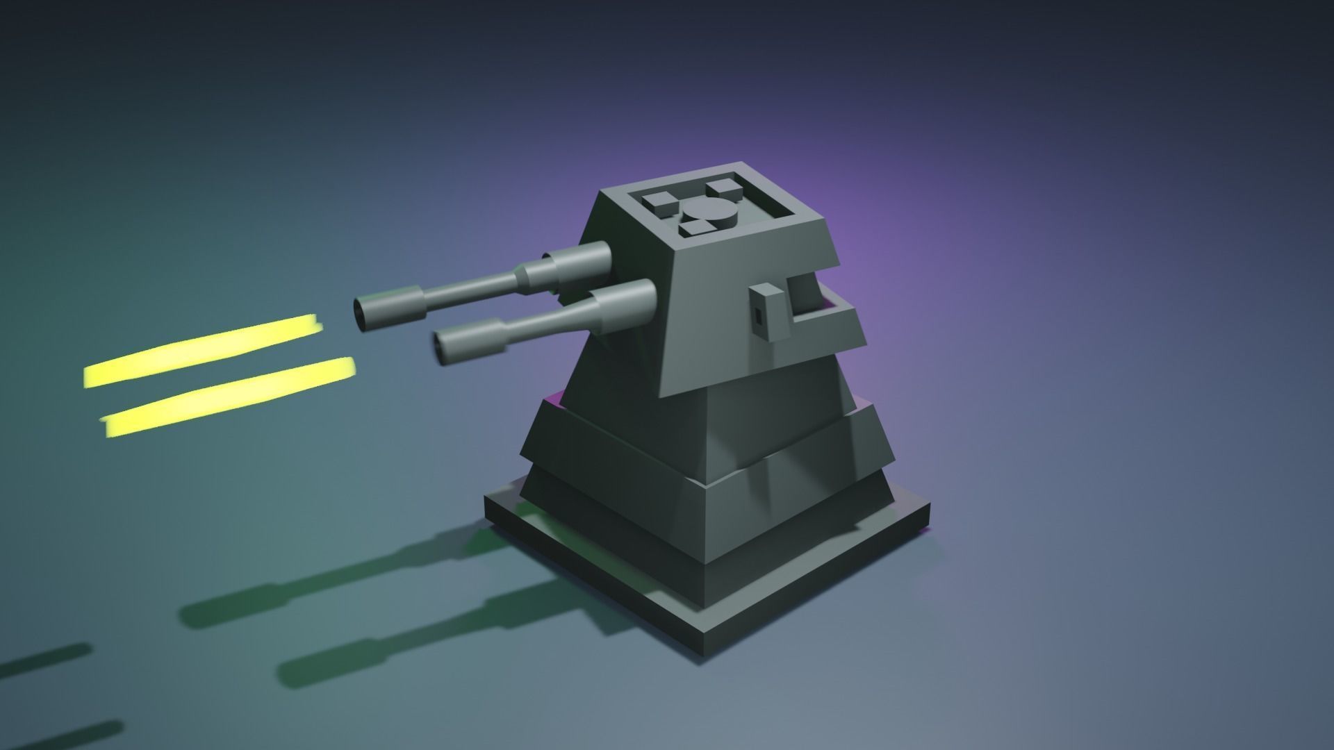 3D gun model 3d Turret animation free VR / AR / low-poly 3D model ...