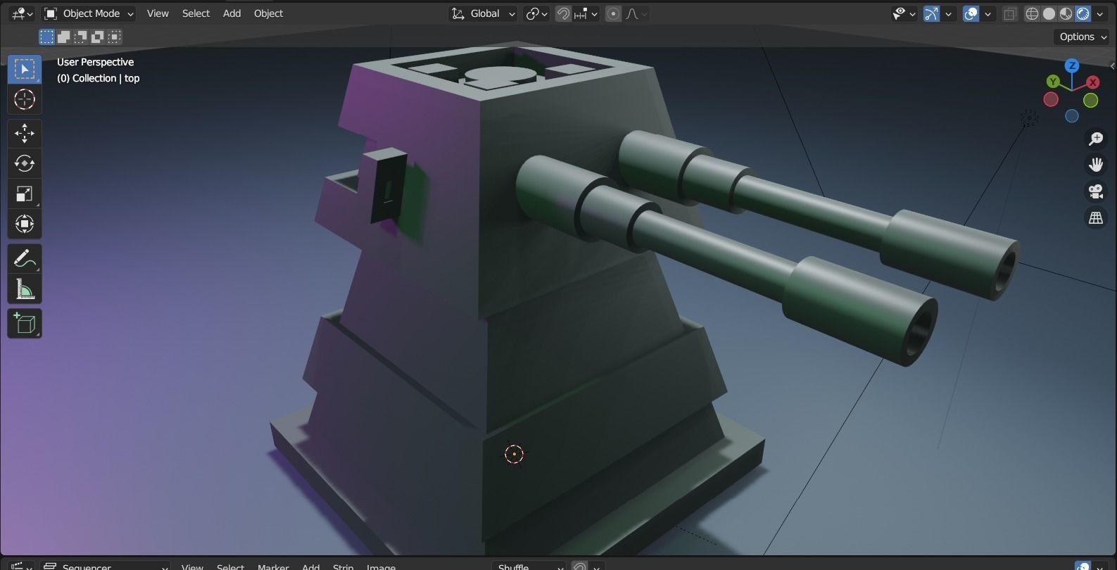 3D gun model 3d Turret animation free VR / AR / low-poly 3D model ...