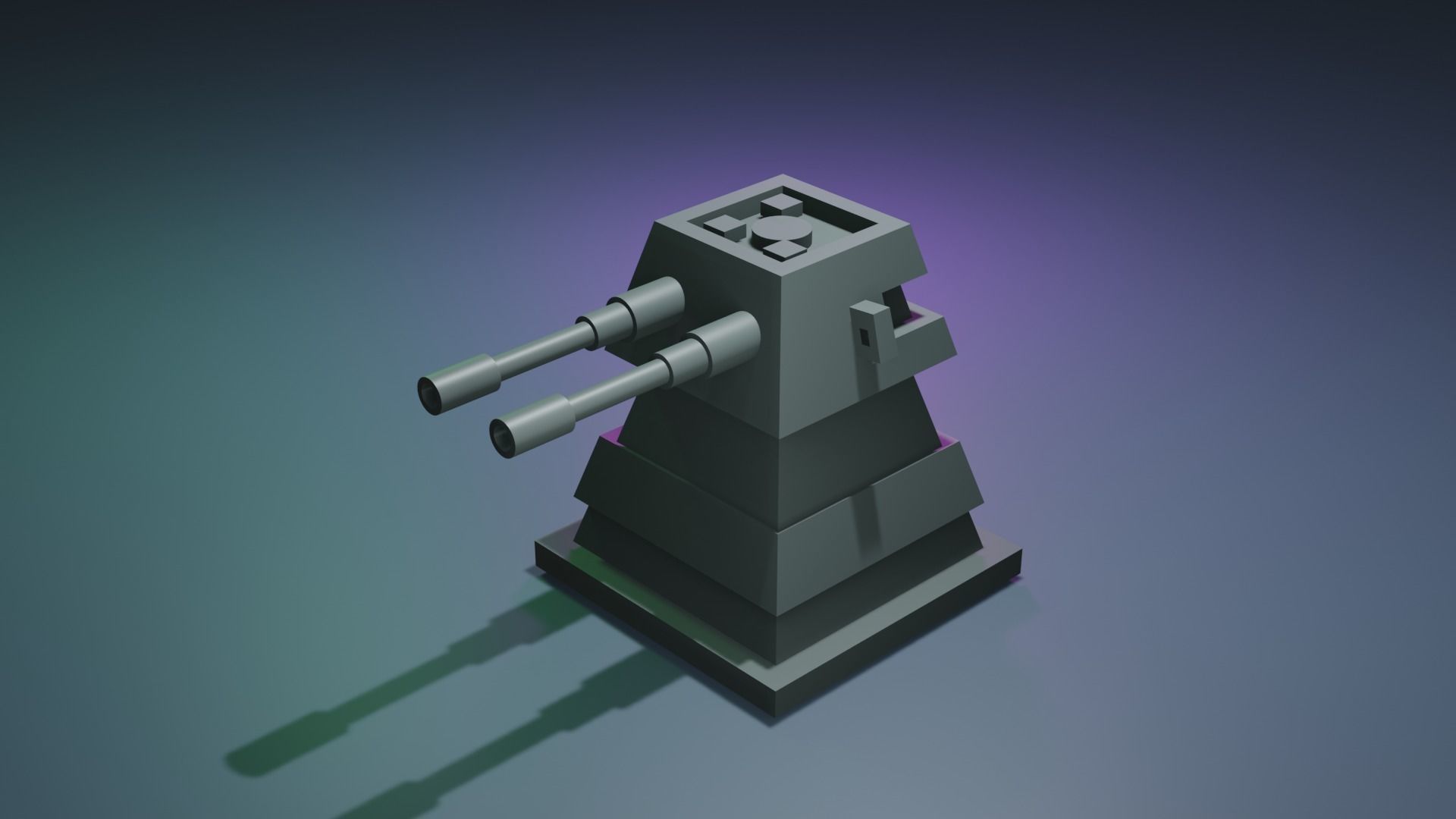 3D gun model 3d Turret animation free VR / AR / low-poly 3D model ...