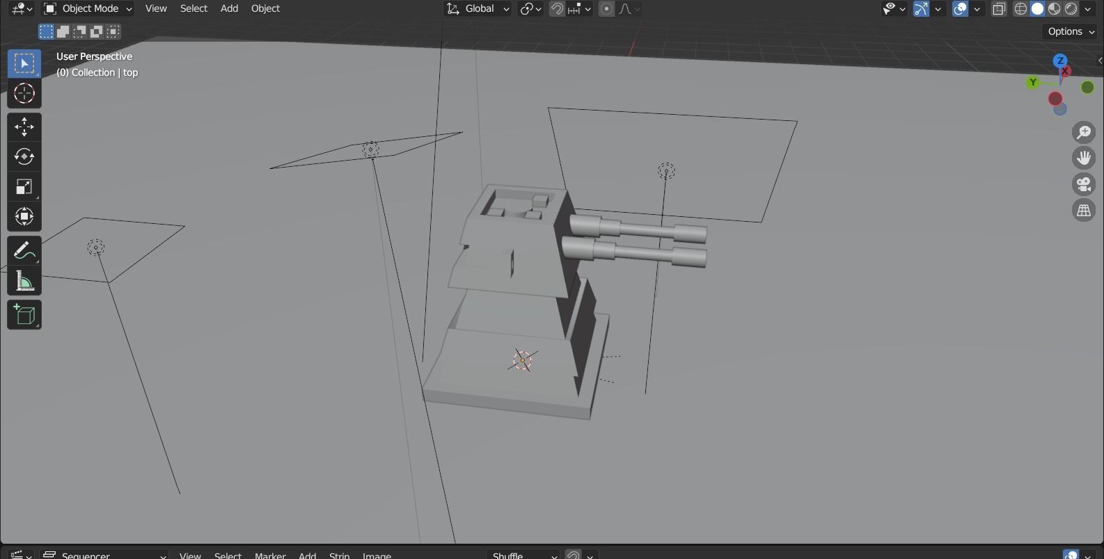 3D gun model 3d Turret animation free VR / AR / low-poly 3D model ...
