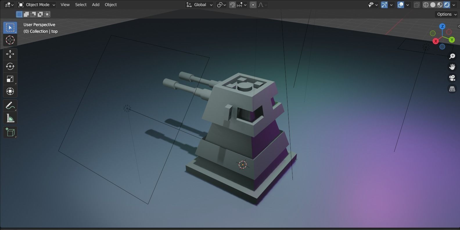 3D gun model 3d Turret animation free VR / AR / low-poly 3D model ...