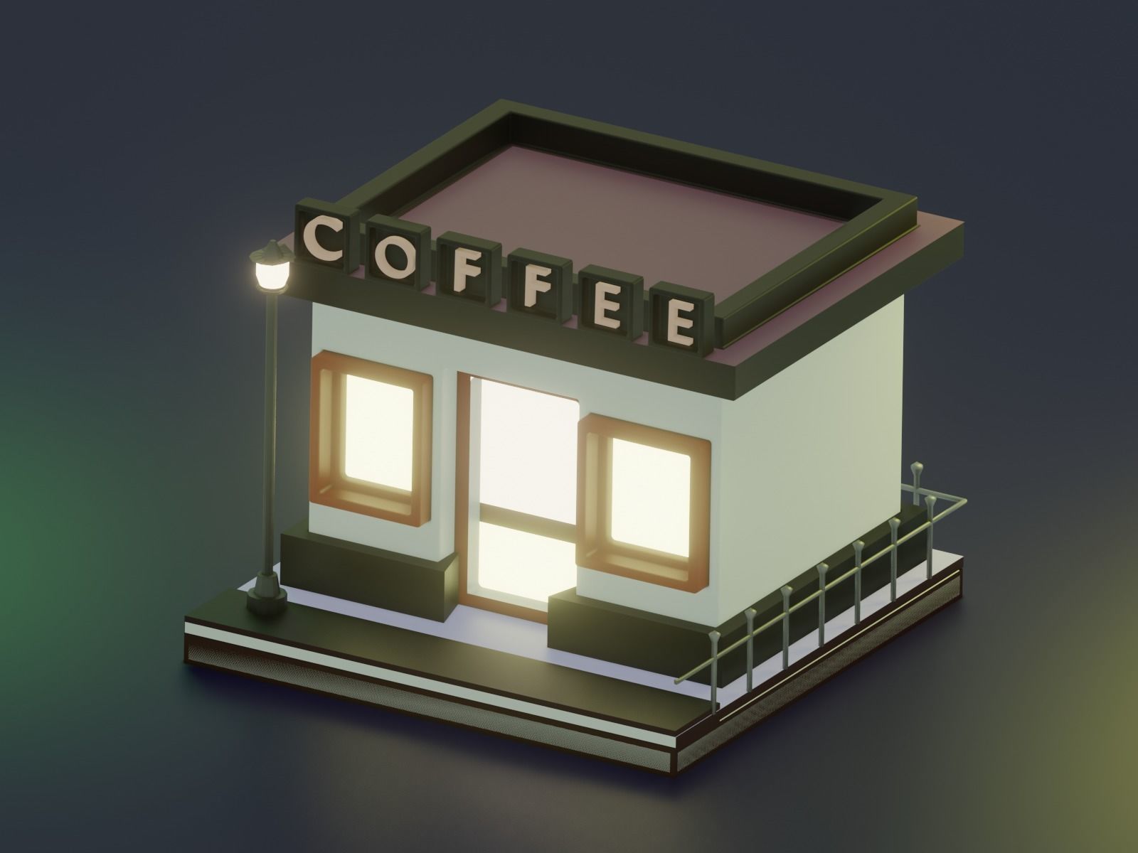3D coffee shop cartoon building restaurant model cafe free VR / AR ...