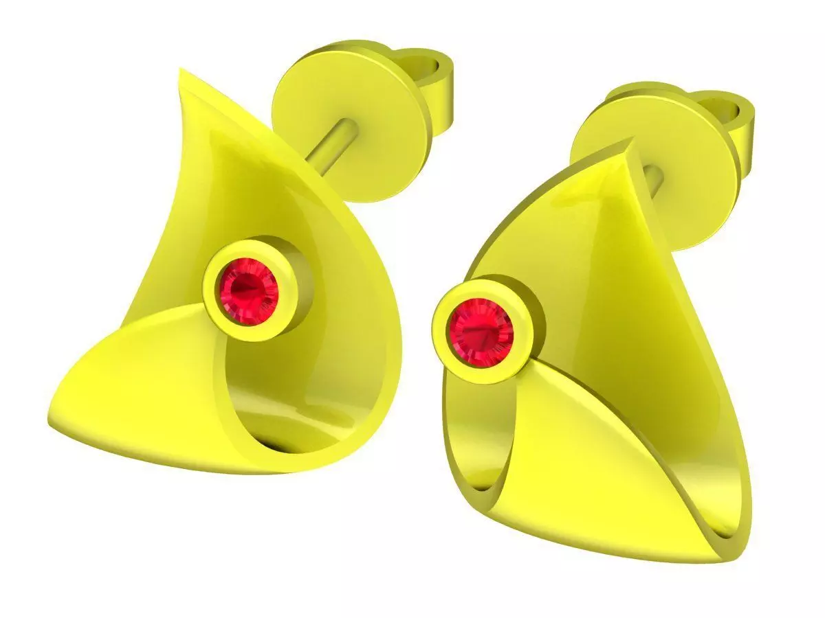 Modern Abstract Stud Earrings 3D Jewelry Model 6750 3D model 3D ...