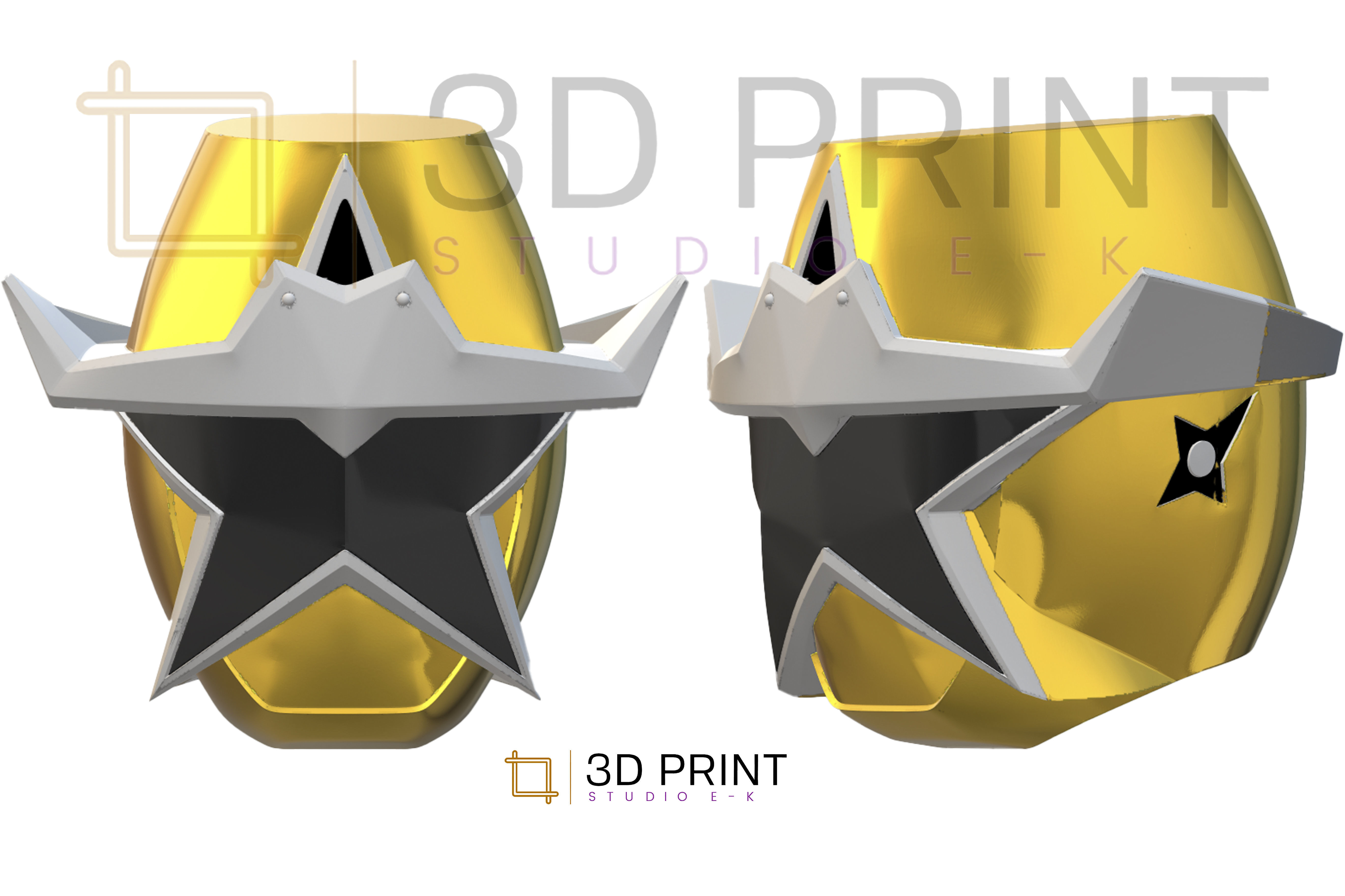 Power Rangers Ninja Steel Gold Ranger helmet 3D model 3D printable ...