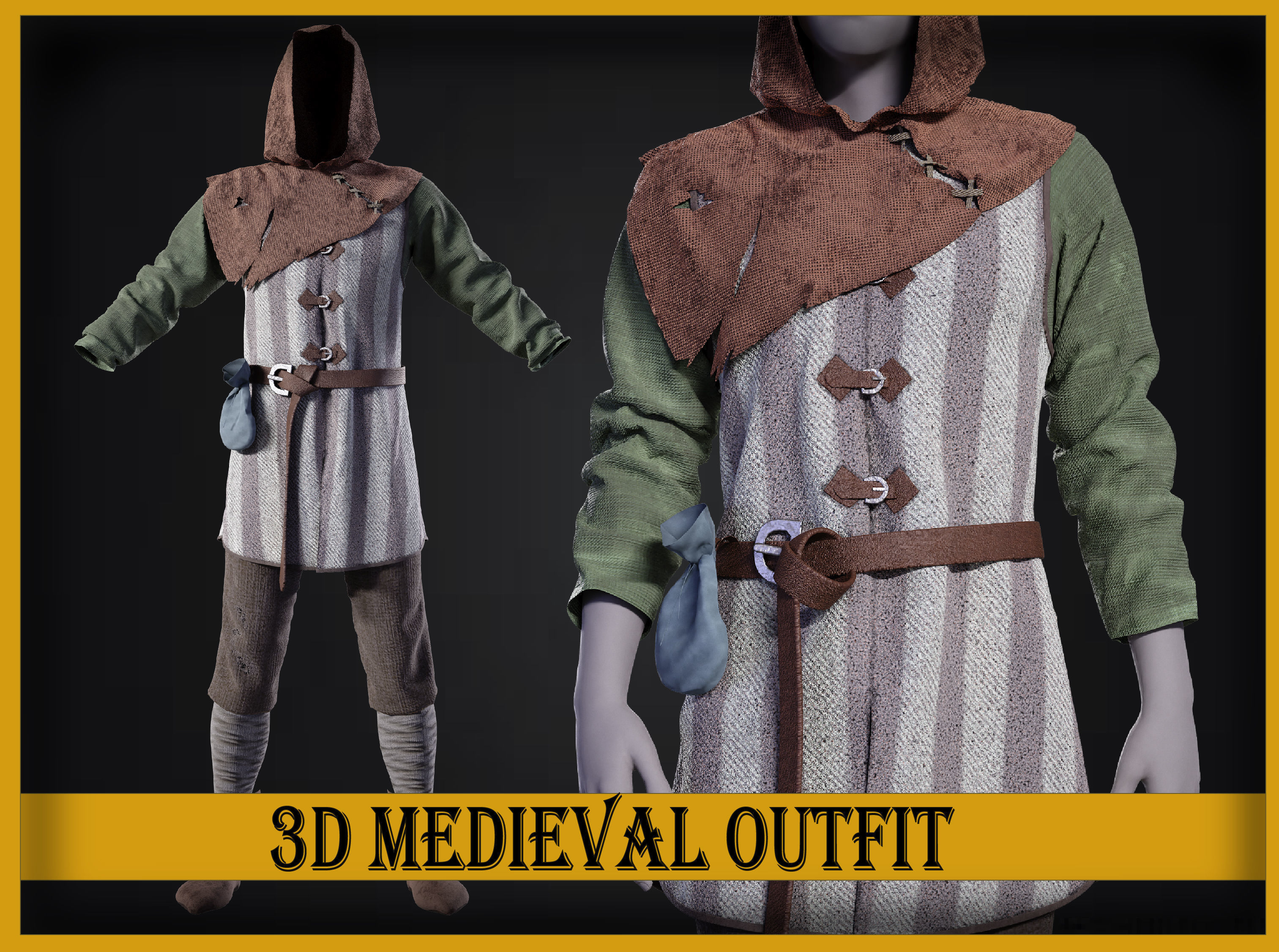 medieval renaissance male clothes and shoes 3D model | CGTrader
