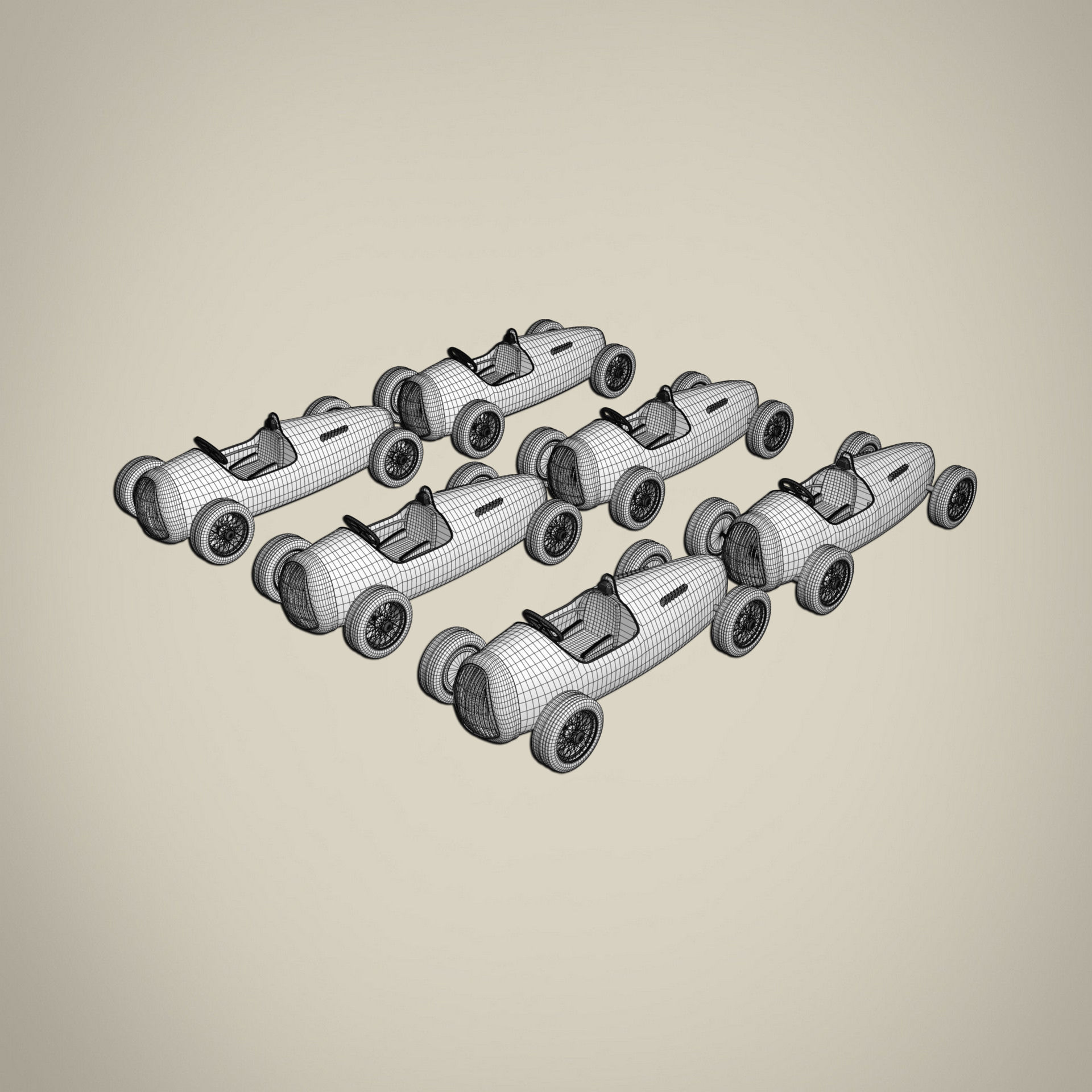 Vintage racing car set 3D model | CGTrader