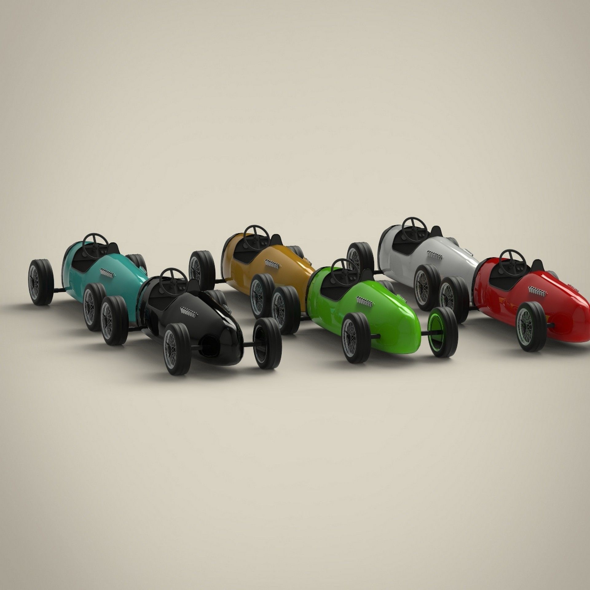 Vintage racing car set 3D model | CGTrader