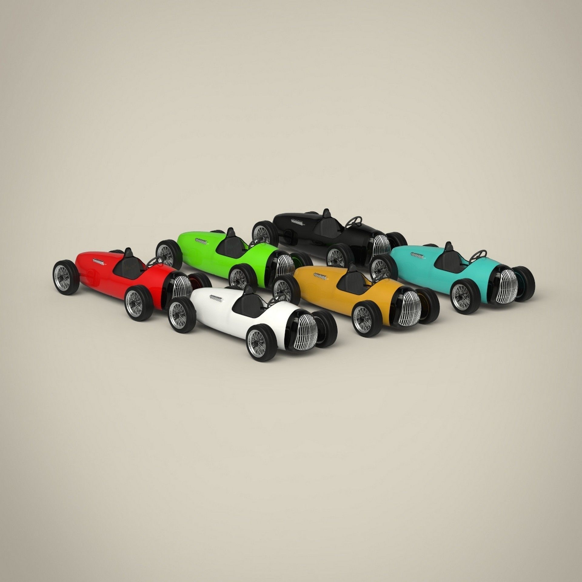 Vintage racing car set 3D model | CGTrader