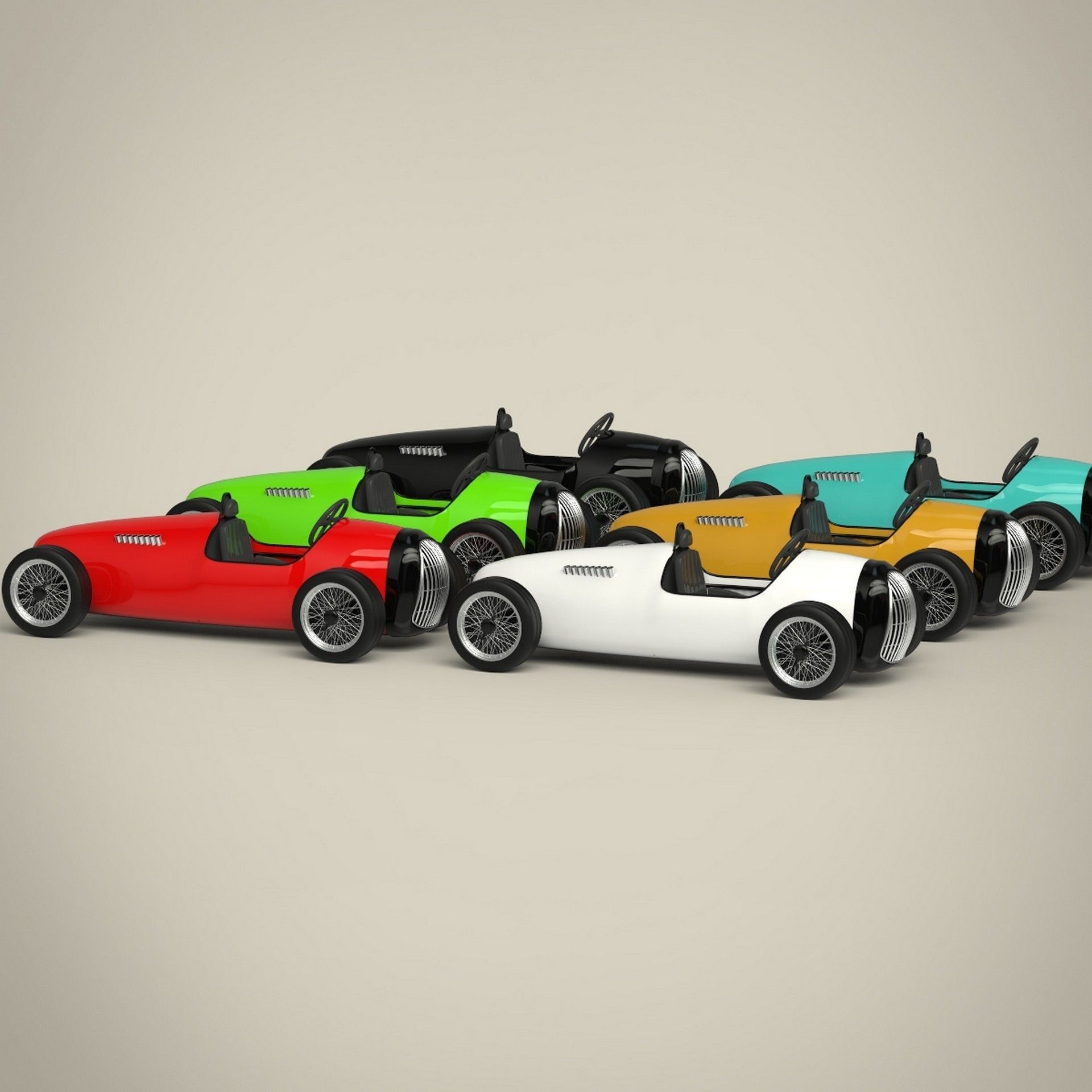 Vintage racing car set 3D model | CGTrader
