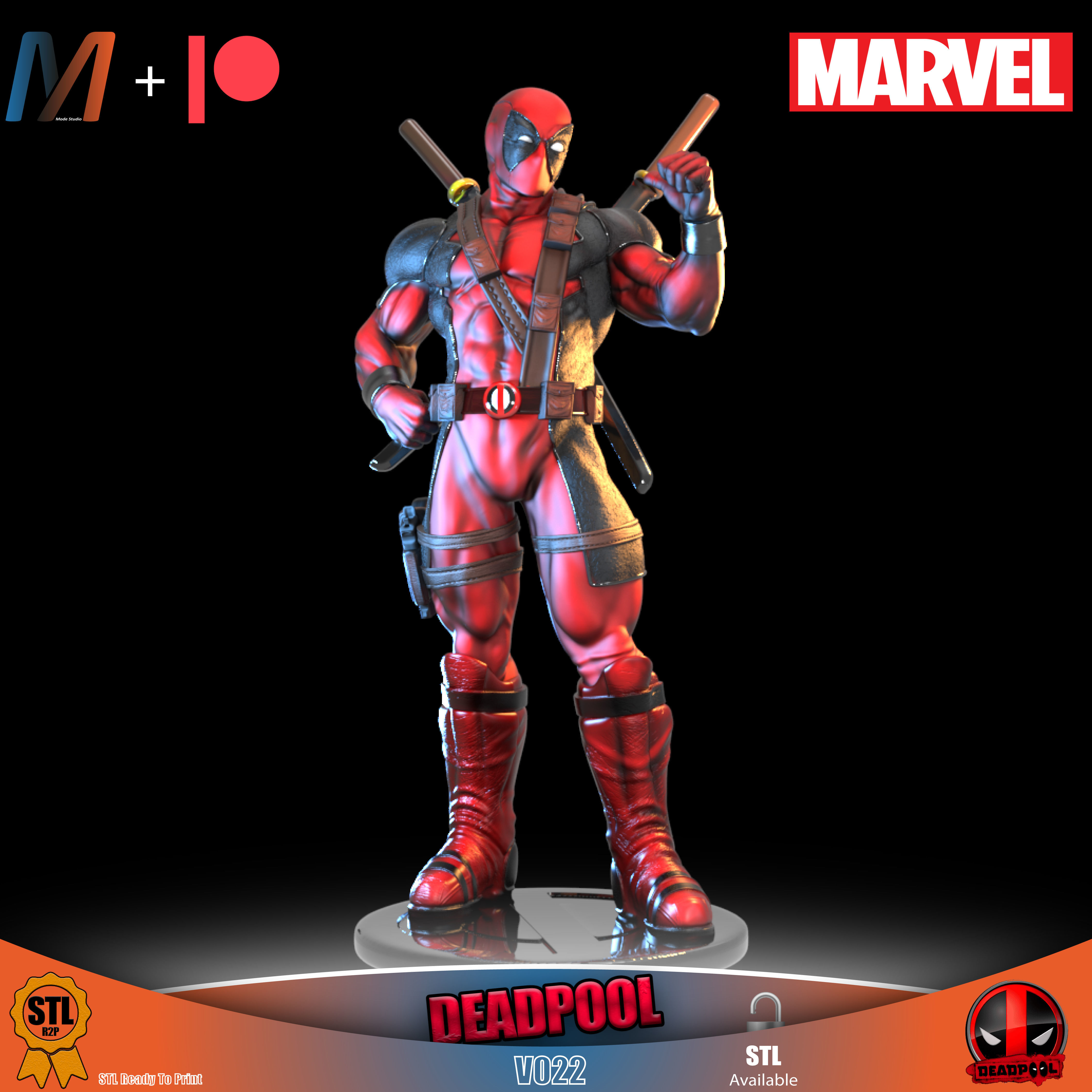 V022 - MARVEL DEADPOOL 3D model 3D printable | CGTrader