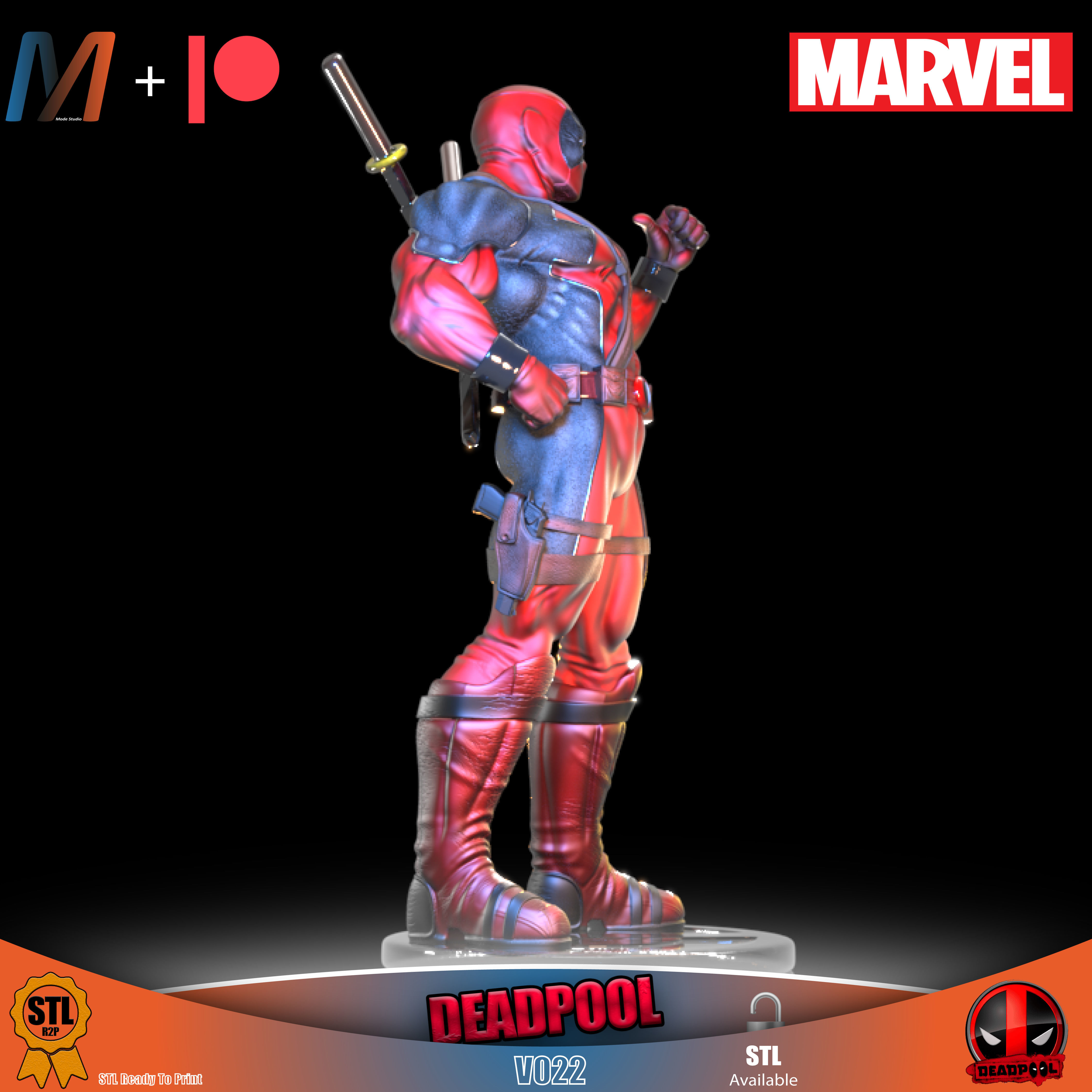 V022 - MARVEL DEADPOOL 3D model 3D printable | CGTrader