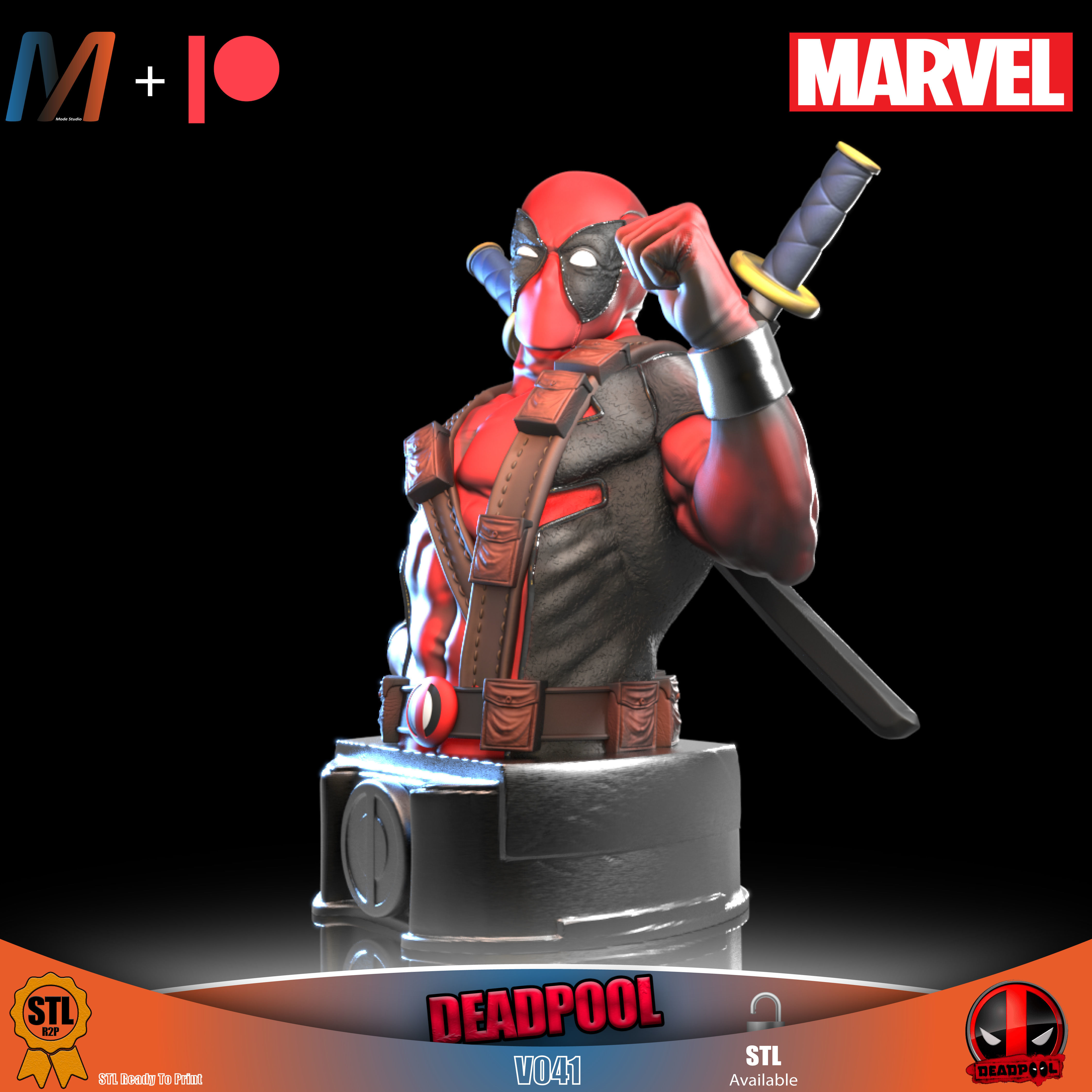 V043 - PACK X3 MARVEL DEADPOOL 3D model 3D printable | CGTrader
