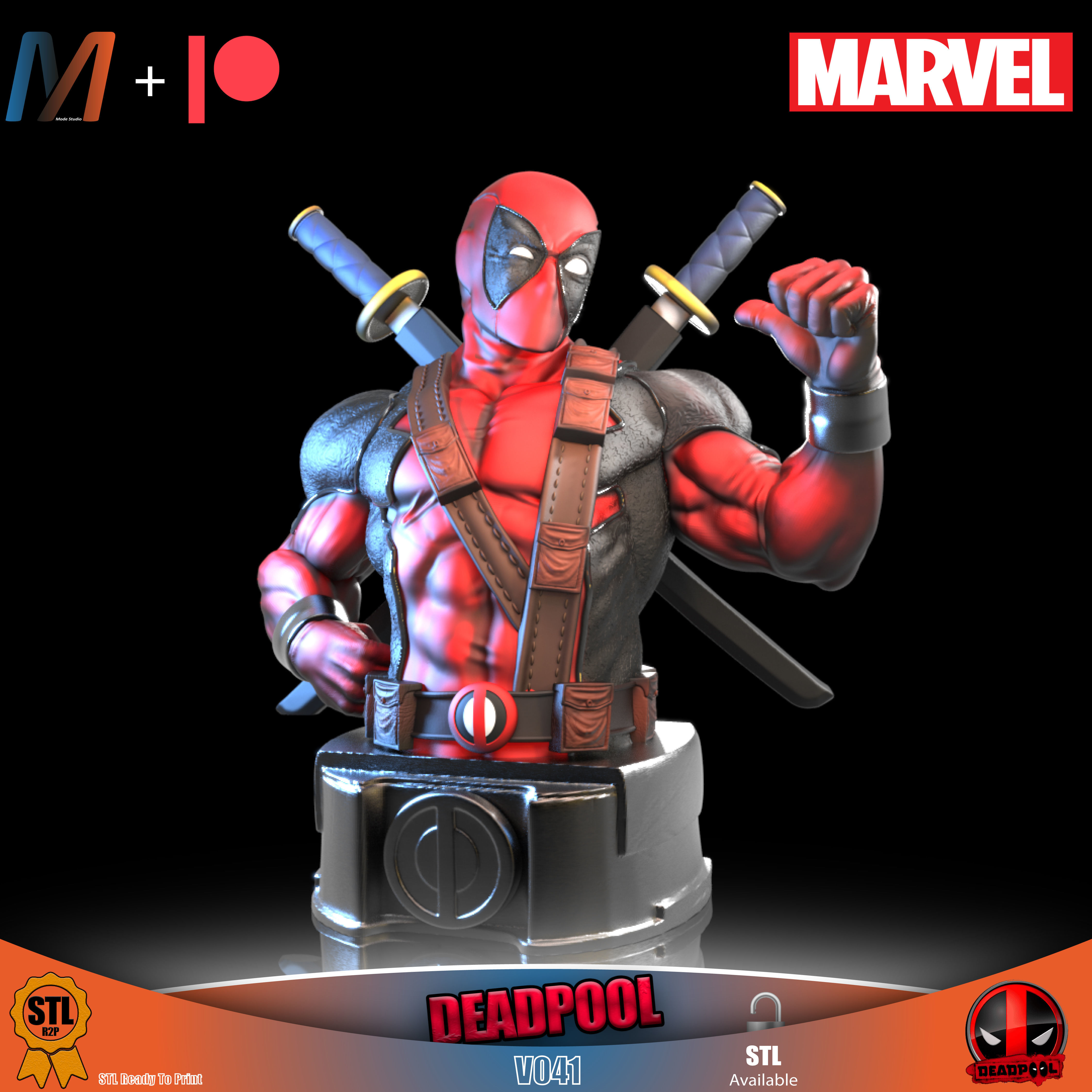 V043 - PACK X3 MARVEL DEADPOOL 3D model 3D printable | CGTrader