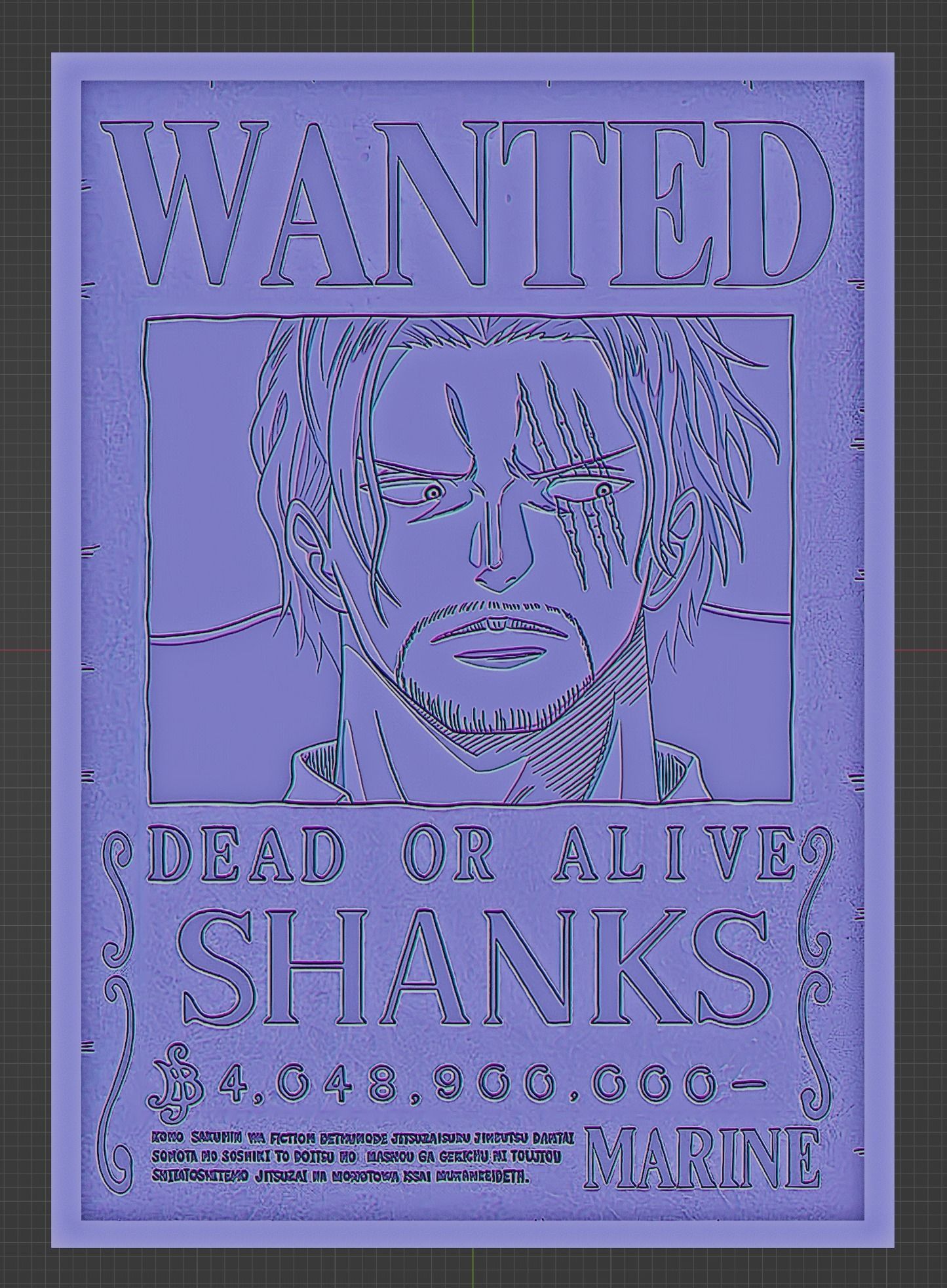 SHANKS WANTED POSTER - ONE PIECE 3D model 3D printable | CGTrader