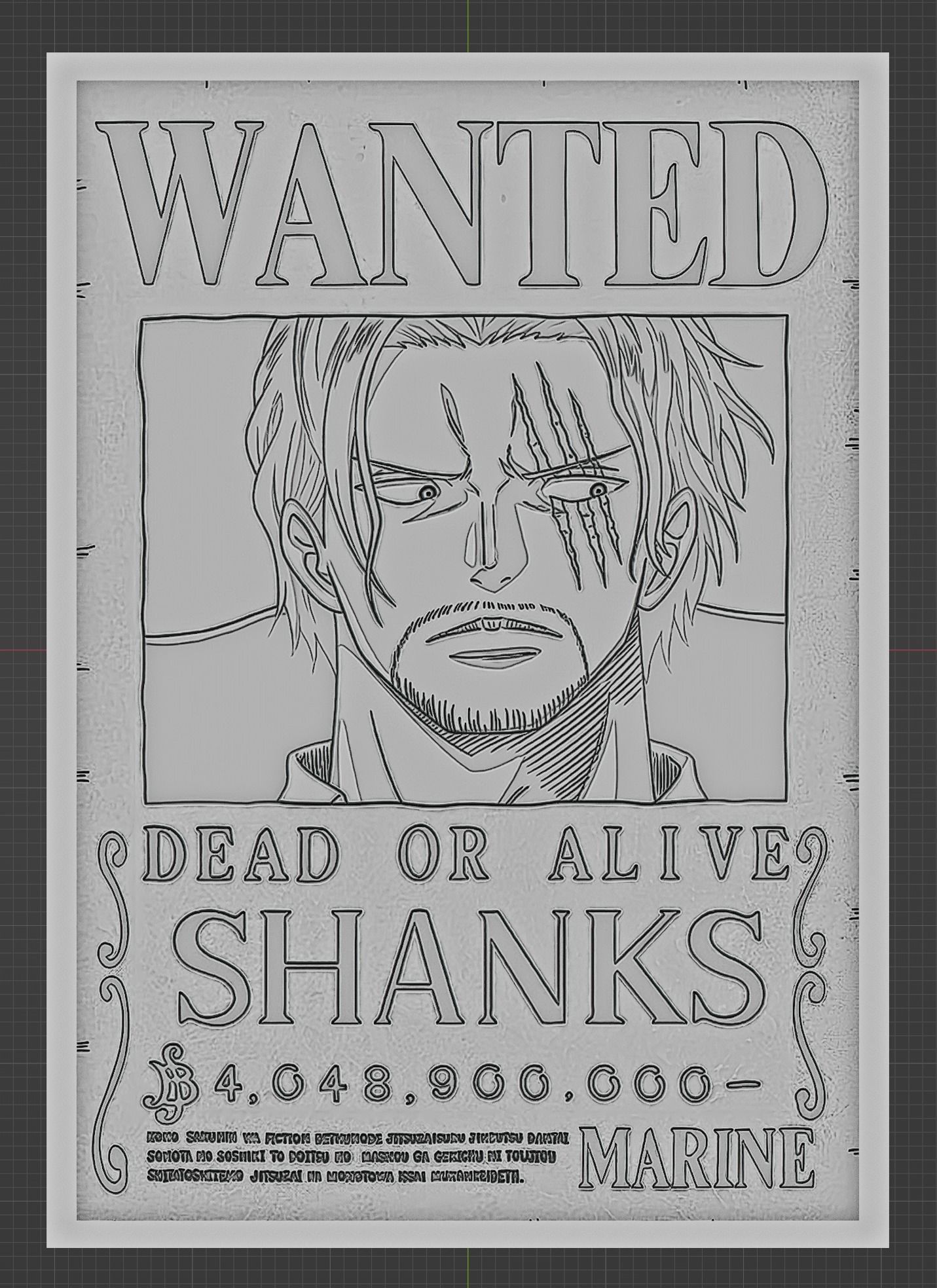 SHANKS WANTED POSTER - ONE PIECE 3D model 3D printable | CGTrader