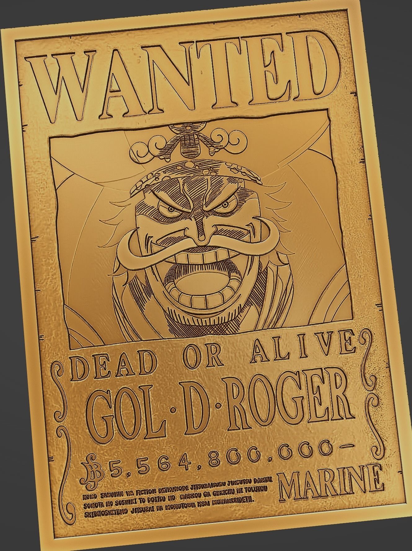 GOL D ROGER WANTED POSTER - ONE PIECE 3D model 3D printable | CGTrader