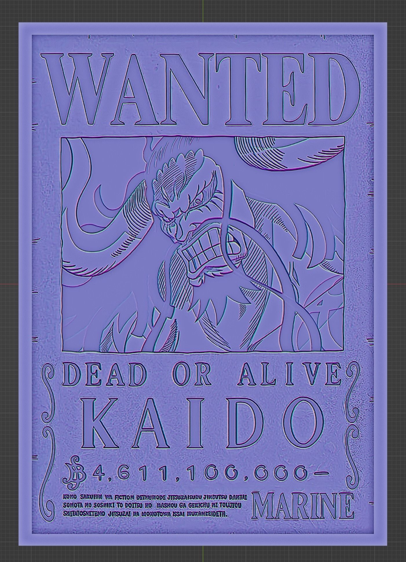 KAIDO WANTED POSTER - ONE PIECE 3D model 3D printable | CGTrader