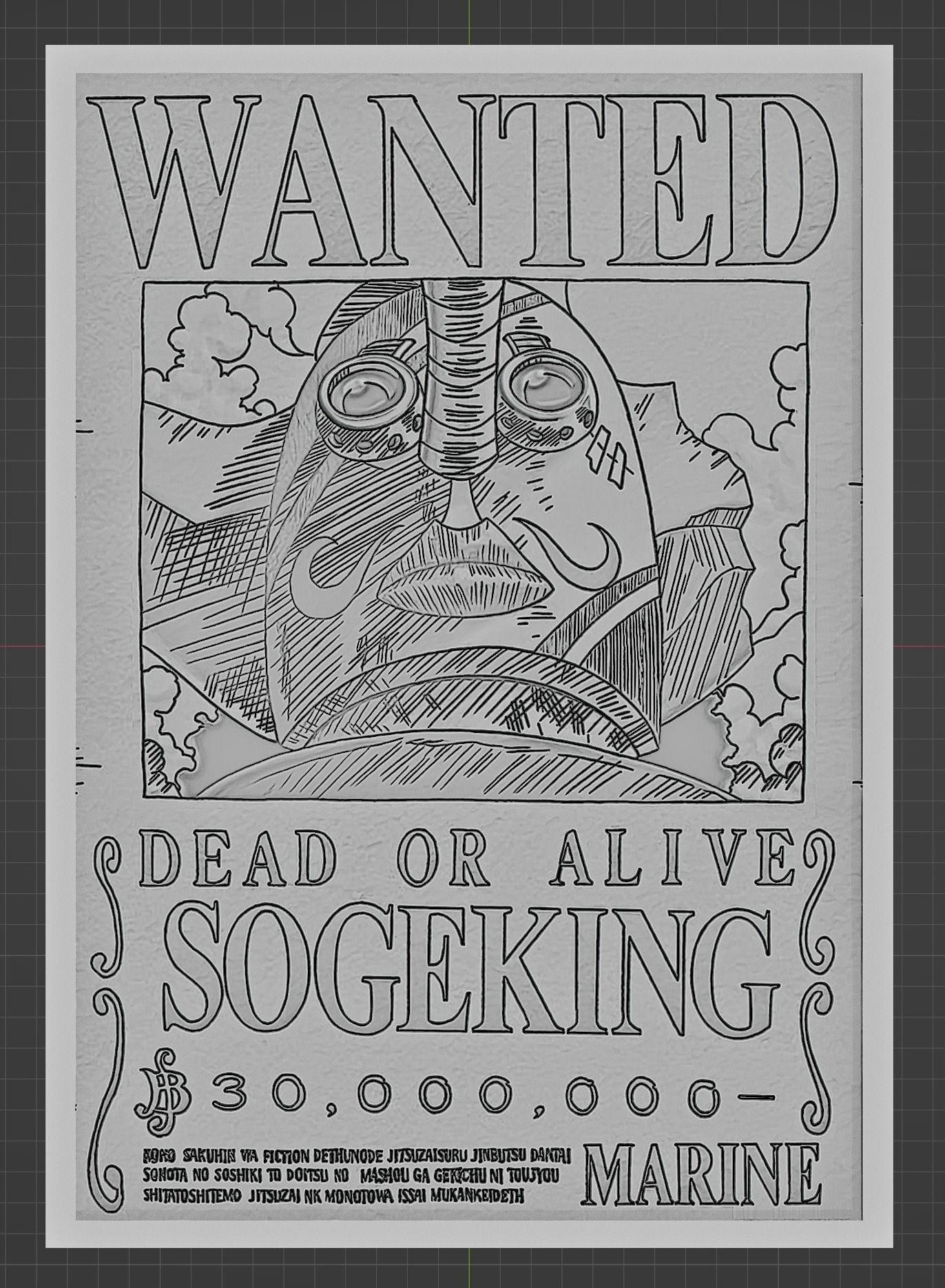 SOGEKING WANTED POSTER - ONE PIECE 3D model 3D printable | CGTrader