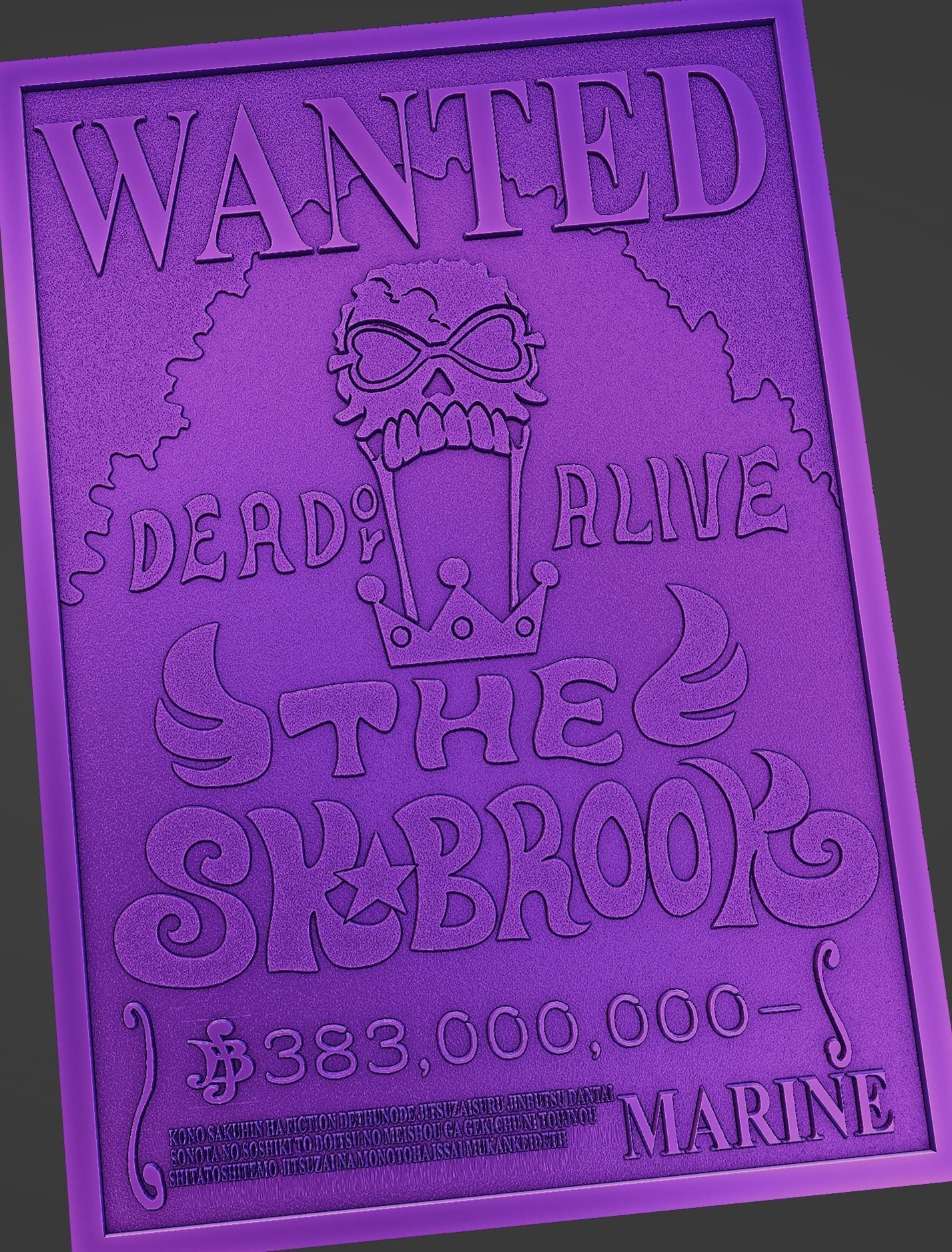 BROOK WANTED POSTER - ONE PIECE 3D model 3D printable | CGTrader