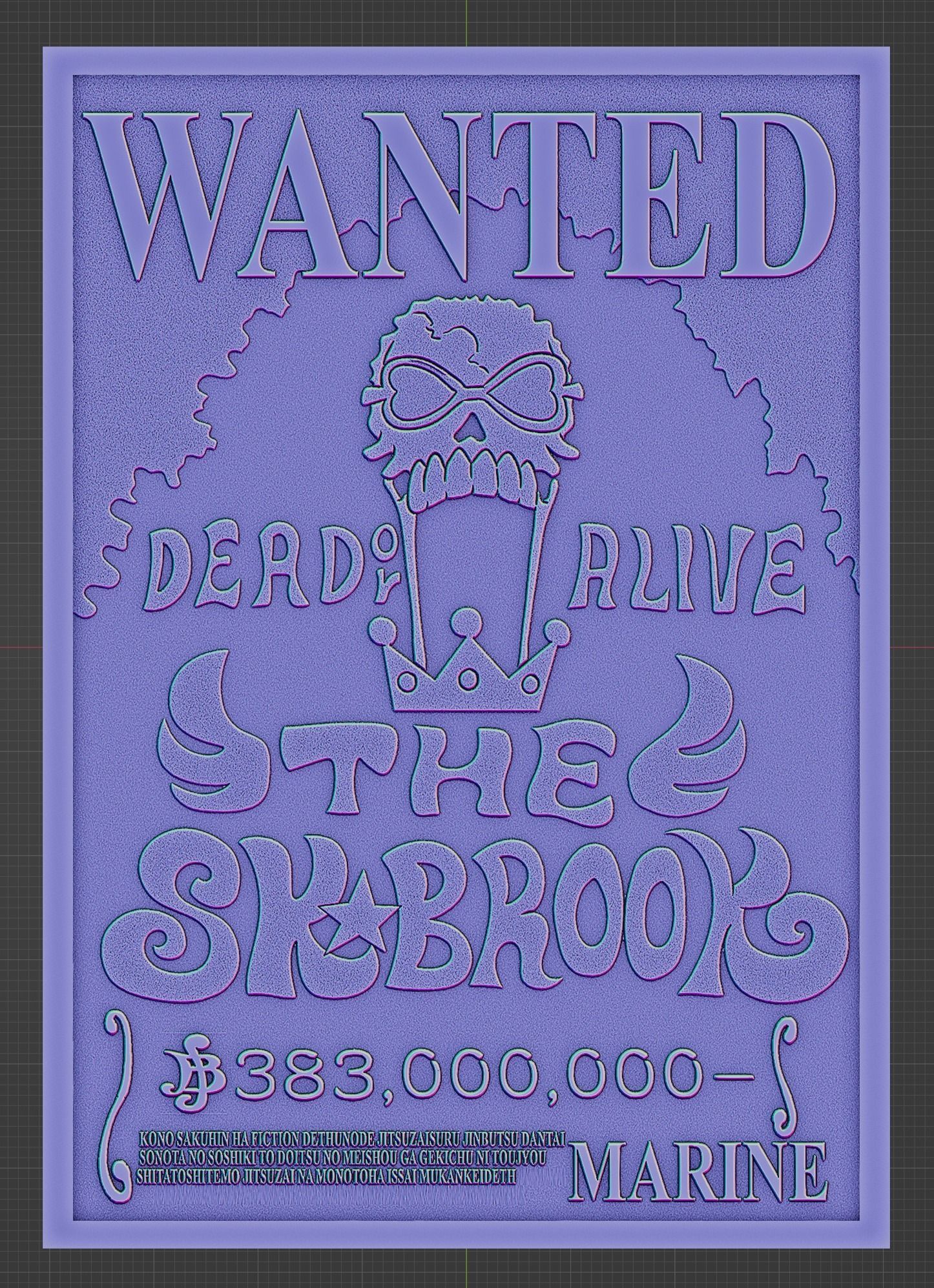 BROOK WANTED POSTER - ONE PIECE 3D model 3D printable | CGTrader