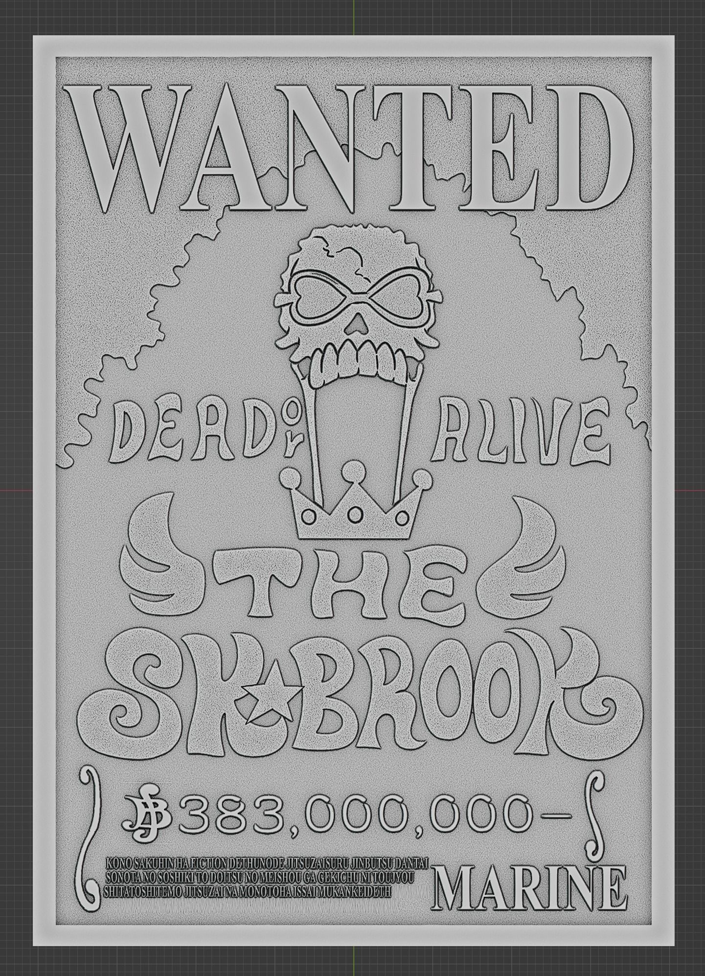 BROOK WANTED POSTER - ONE PIECE 3D model 3D printable | CGTrader