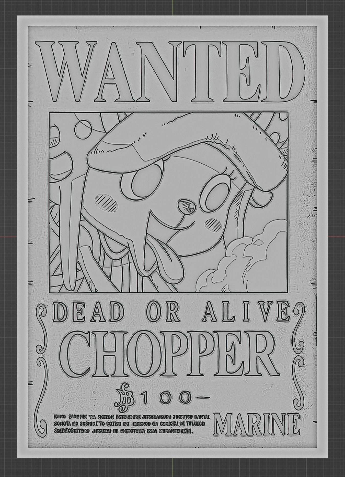 CHOPPER WANTED POSTER - ONE PIECE free 3D model 3D printable | CGTrader