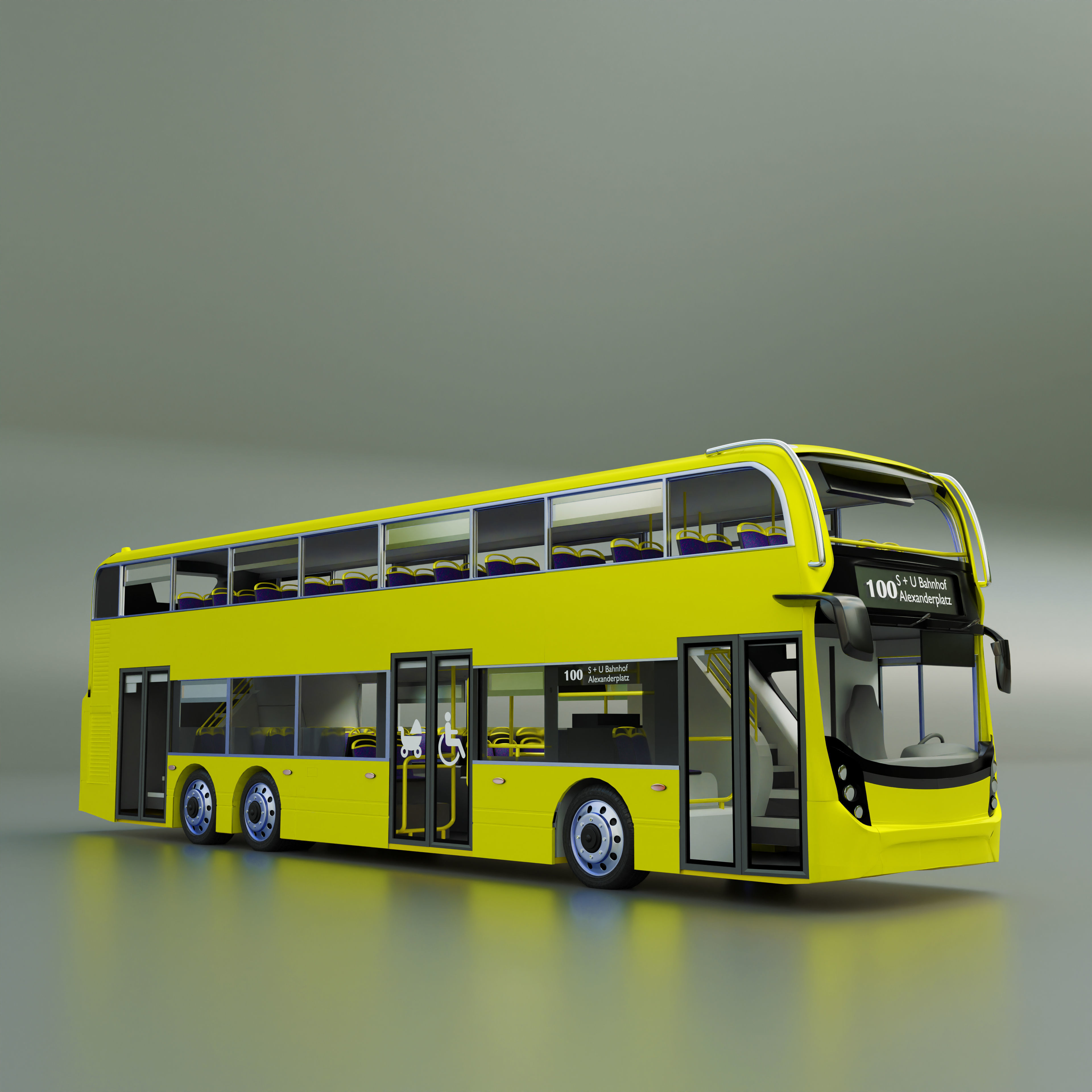 3D model Lowpoly City Bus with interior Low-poly 3D model VR / AR / low ...