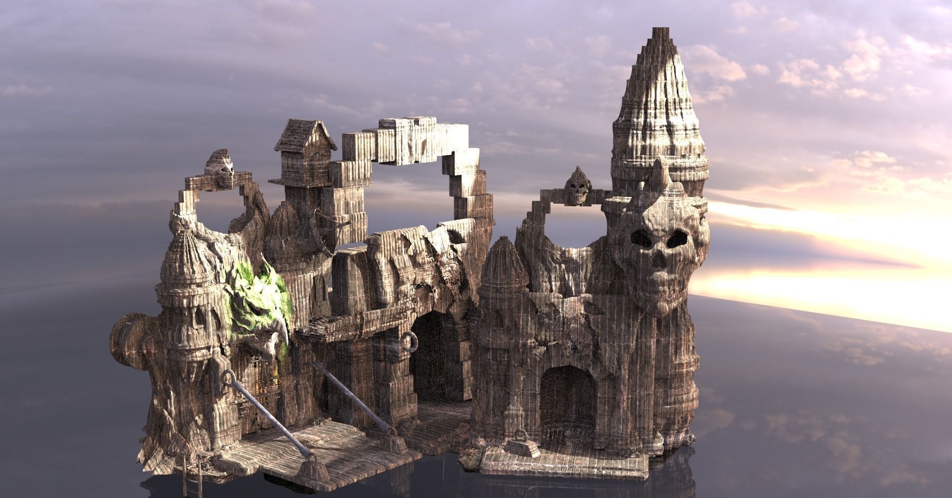 Witches Scull Ravenwood Tower Stone Kit bash 3D model | CGTrader