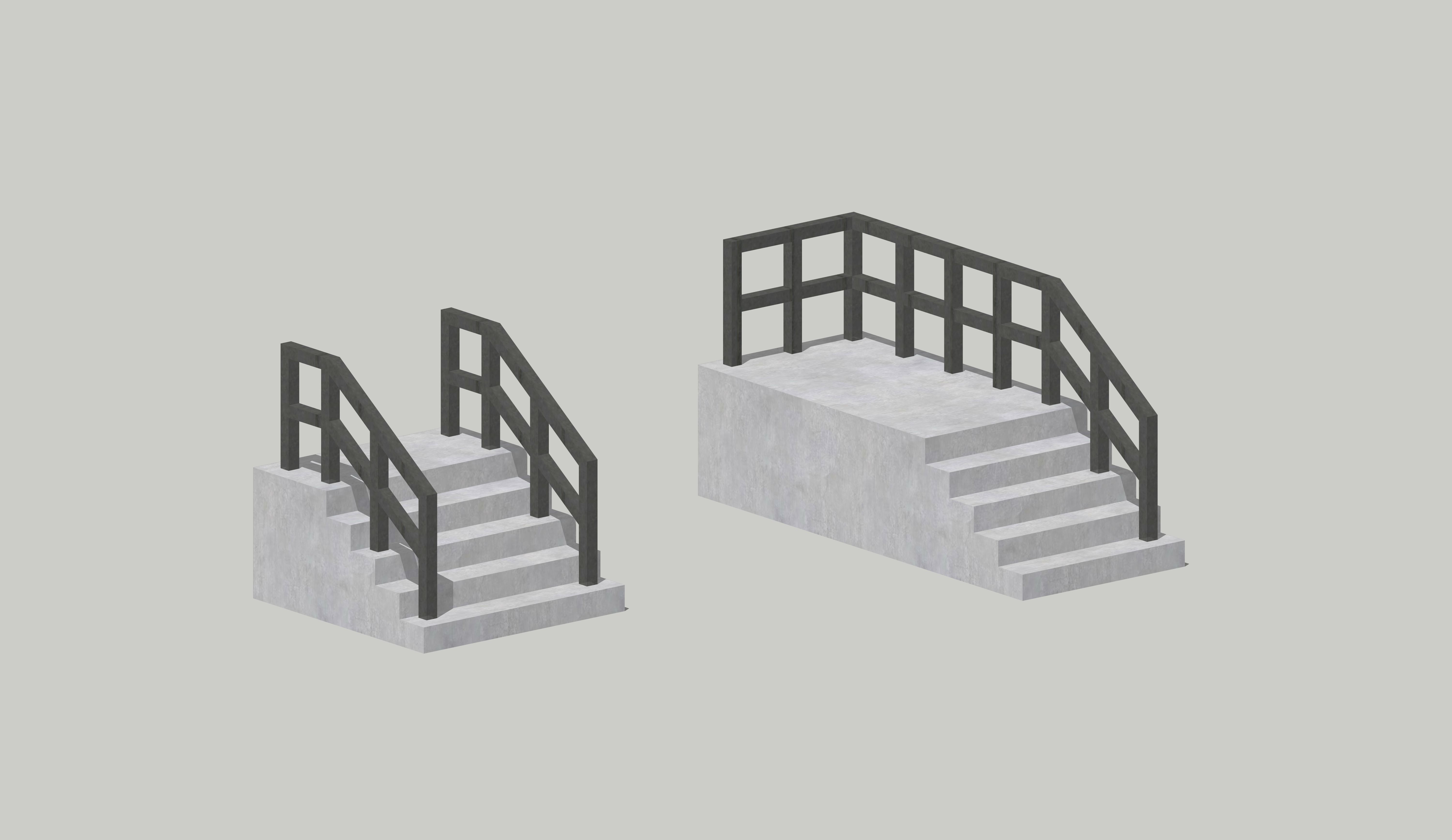 3D model Building Entrance Long Short Stairs by Outland Models VR / AR ...