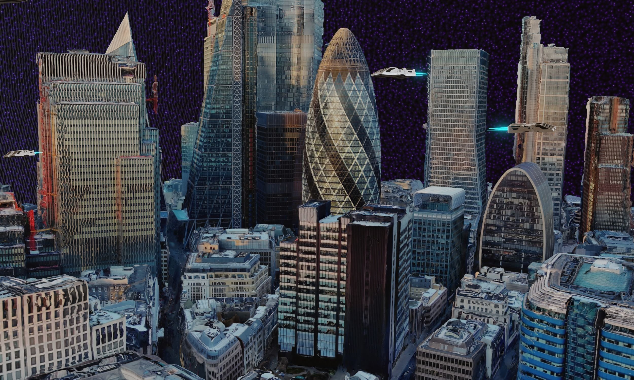 3D model LONDON Cyber City night Low-poly 3D model Low-poly 3D model VR ...