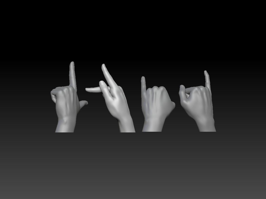 HAND SIGN LANGUAGE ALPHABET I J K L 3D model 3D printable | CGTrader