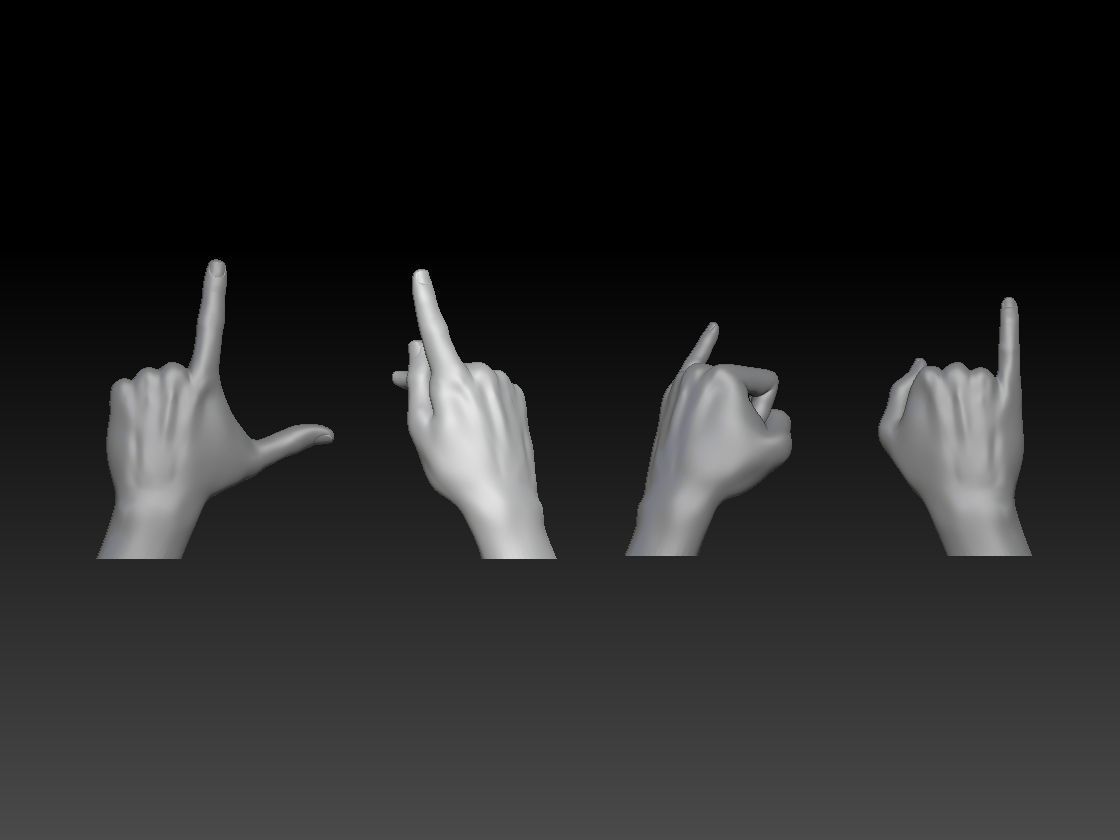 HAND SIGN LANGUAGE ALPHABET I J K L 3D model 3D printable | CGTrader