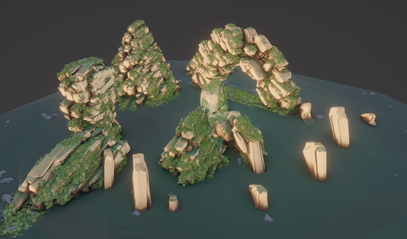 Blender Rock Environment Asset Stone Cliff Mountain Landscape 3D model ...