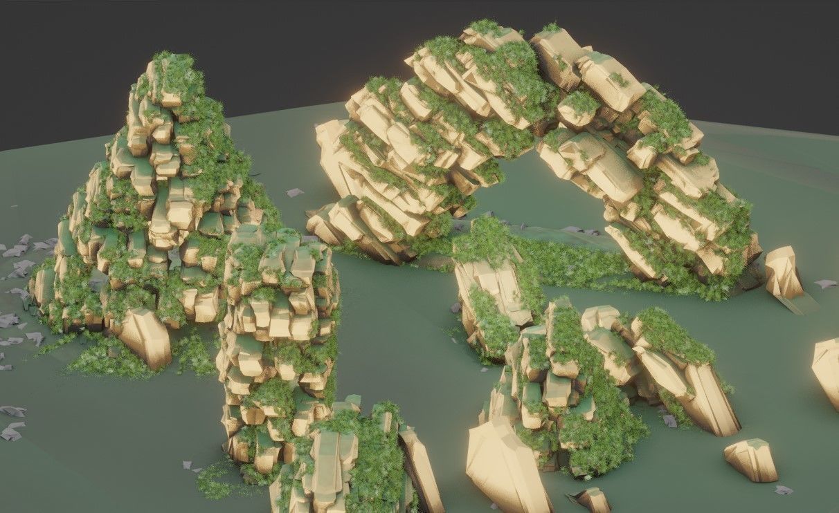 3D model Blender Stylized Rock And Ice Cliff Generator Addon VR / AR ...