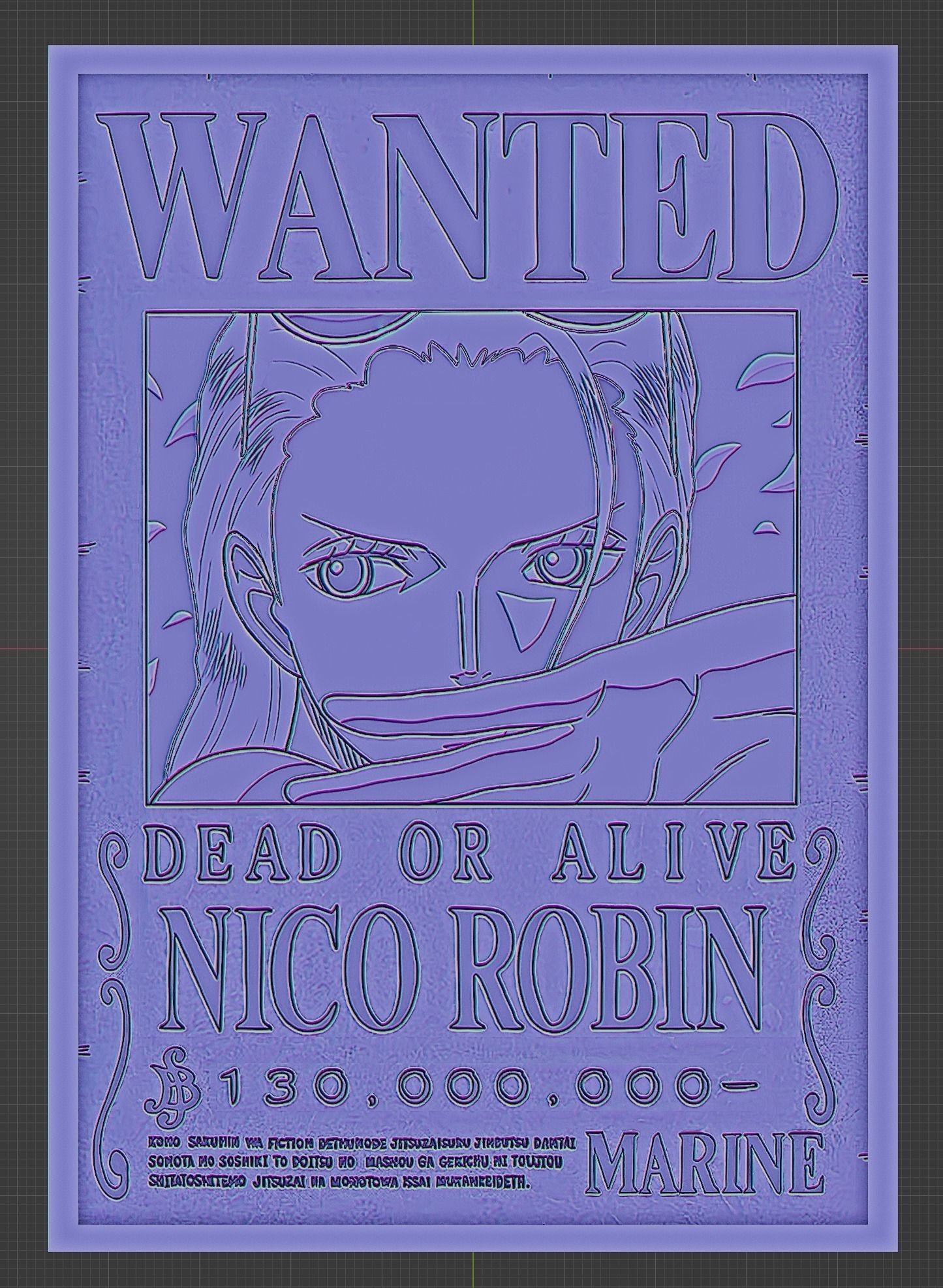 nico robin wanted poster - one piece 3D model 3D printable | CGTrader