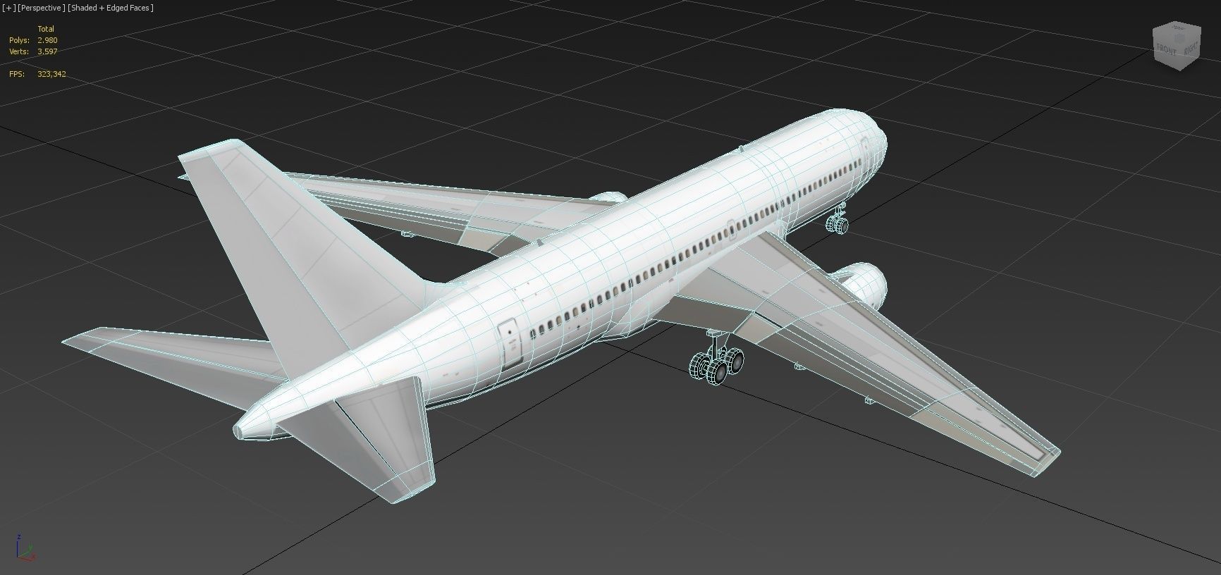 3D model B767-200 static Model Low Poly blank VR / AR / low-poly | CGTrader