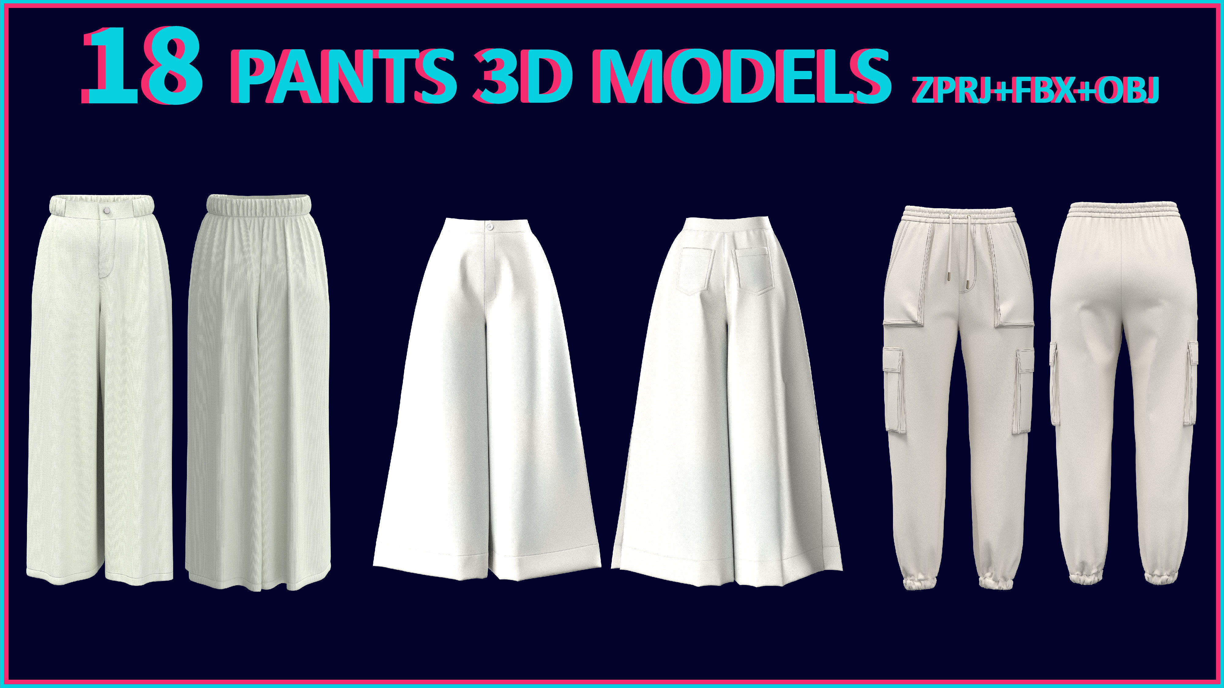 3D model 18 PANTS MODELS FOR WOMEN VR / AR / low-poly | CGTrader