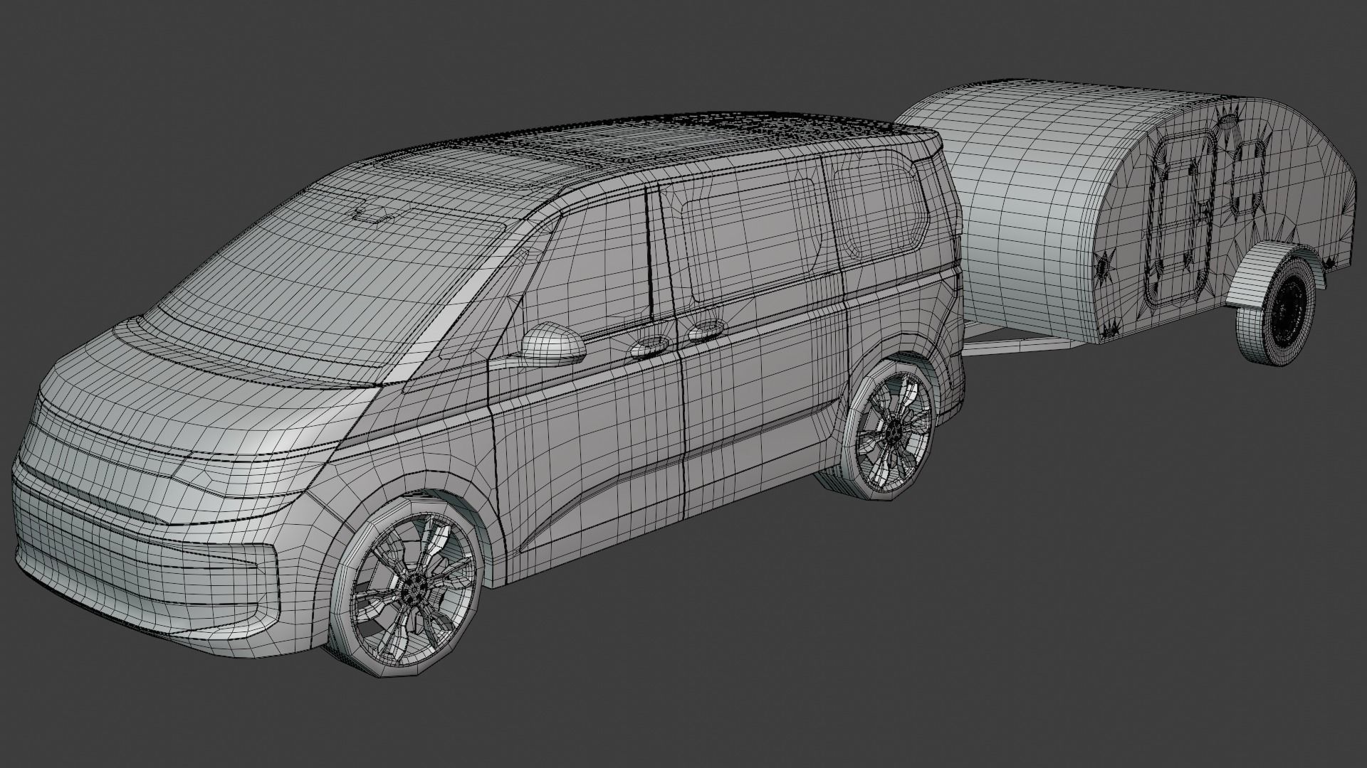 VW Multivan with caravan 3D model | CGTrader