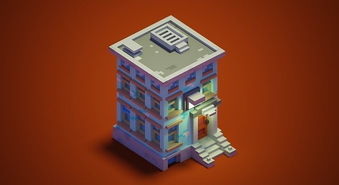 3D model Voxel building 3d isometric low poly VR / AR / low-poly | CGTrader