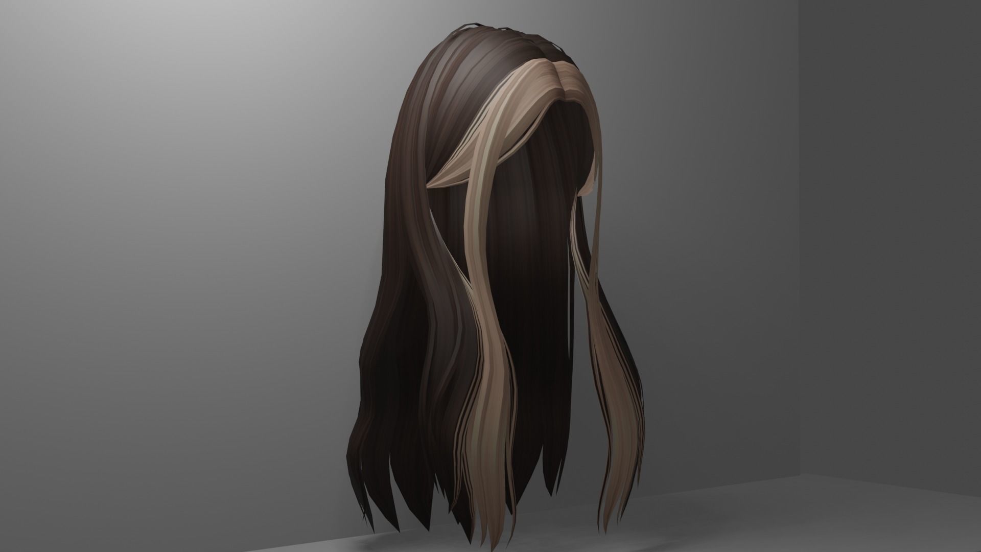 3D model Hair Long Wavy Doll Hair and 4 color textures VR / AR / low ...