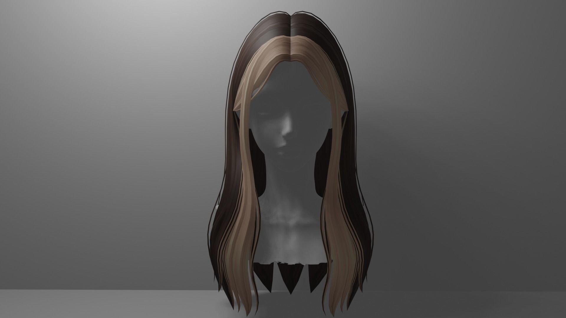 3D model Hair Long Wavy Doll Hair and 4 color textures VR / AR / low ...