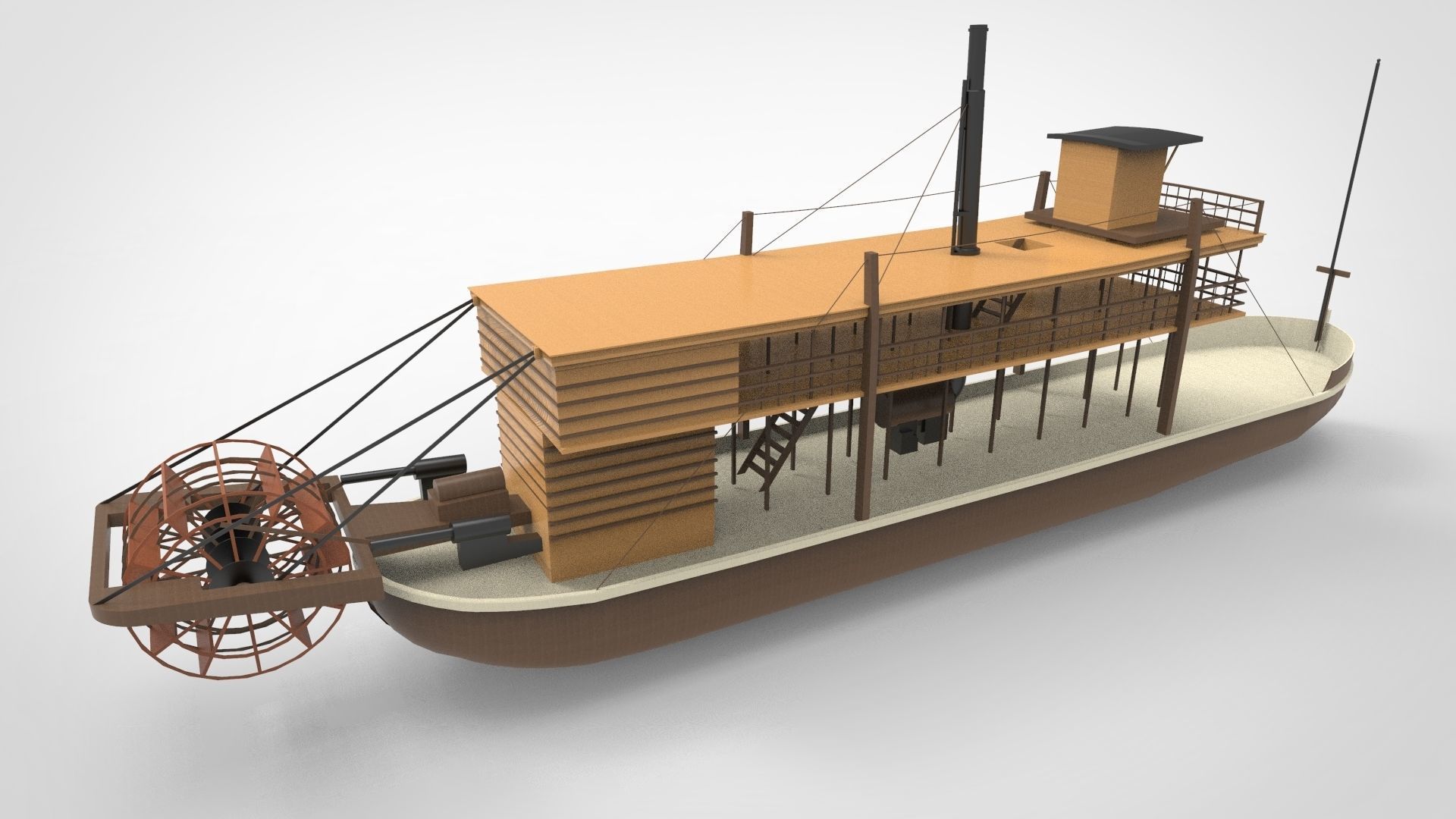 Traditional paddle ships 3D model | CGTrader